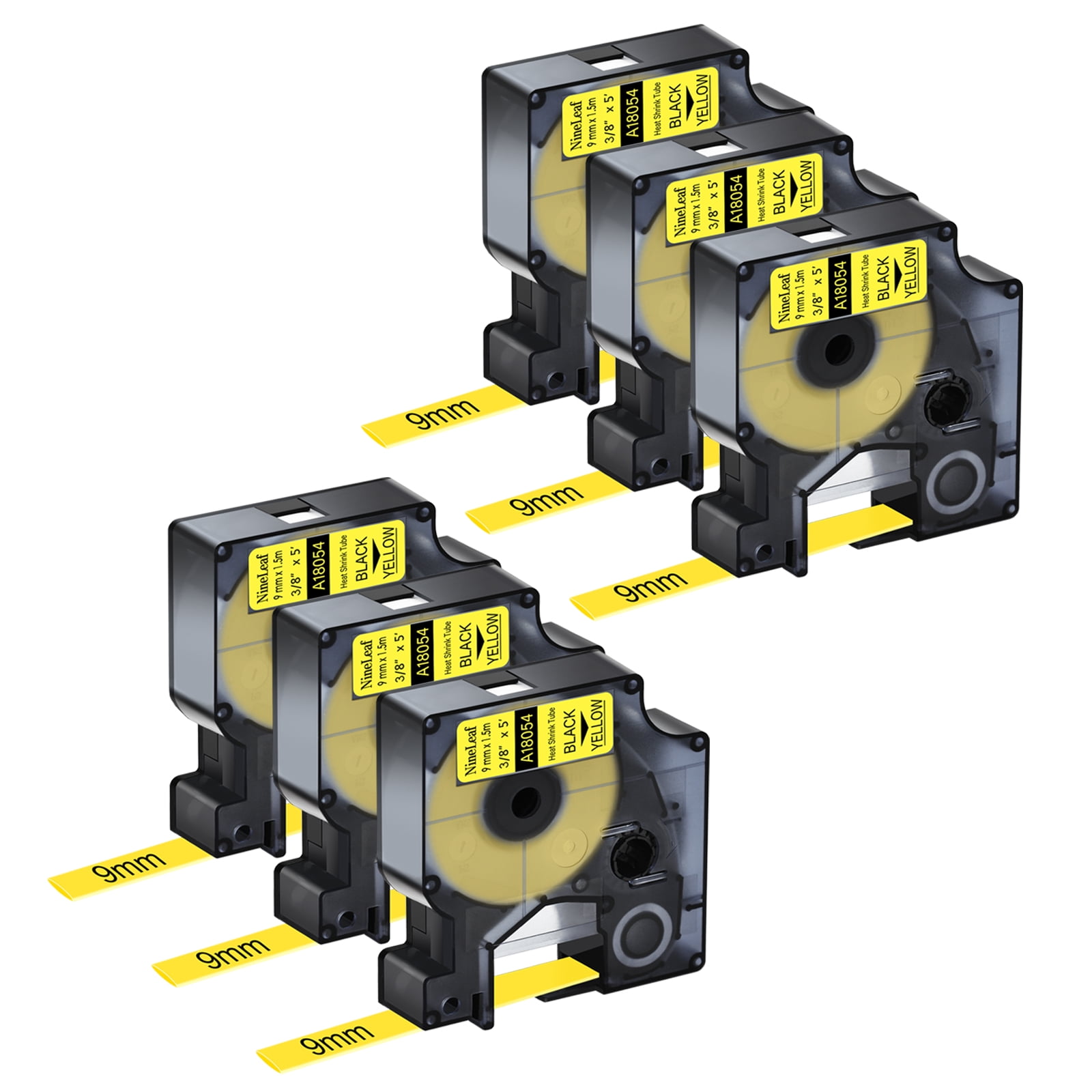 NineLeaf 6 Pack Compatible for DYMO 18054 Industrial Rhino Heat Shrink ...
