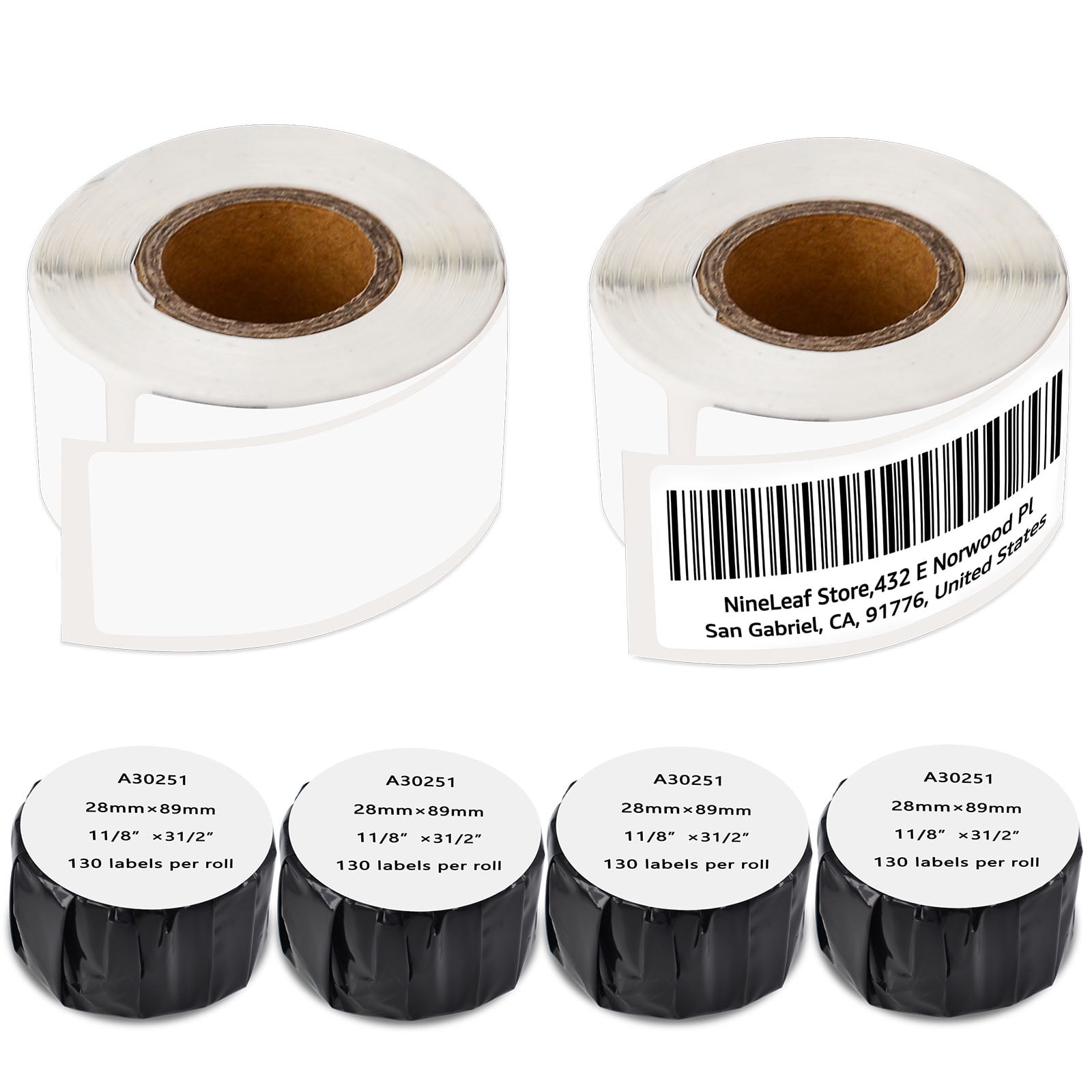 NineLeaf 6 Rolls Compatible for DYMO LW 30251 1-1/8 in x 3-1/2 in ...