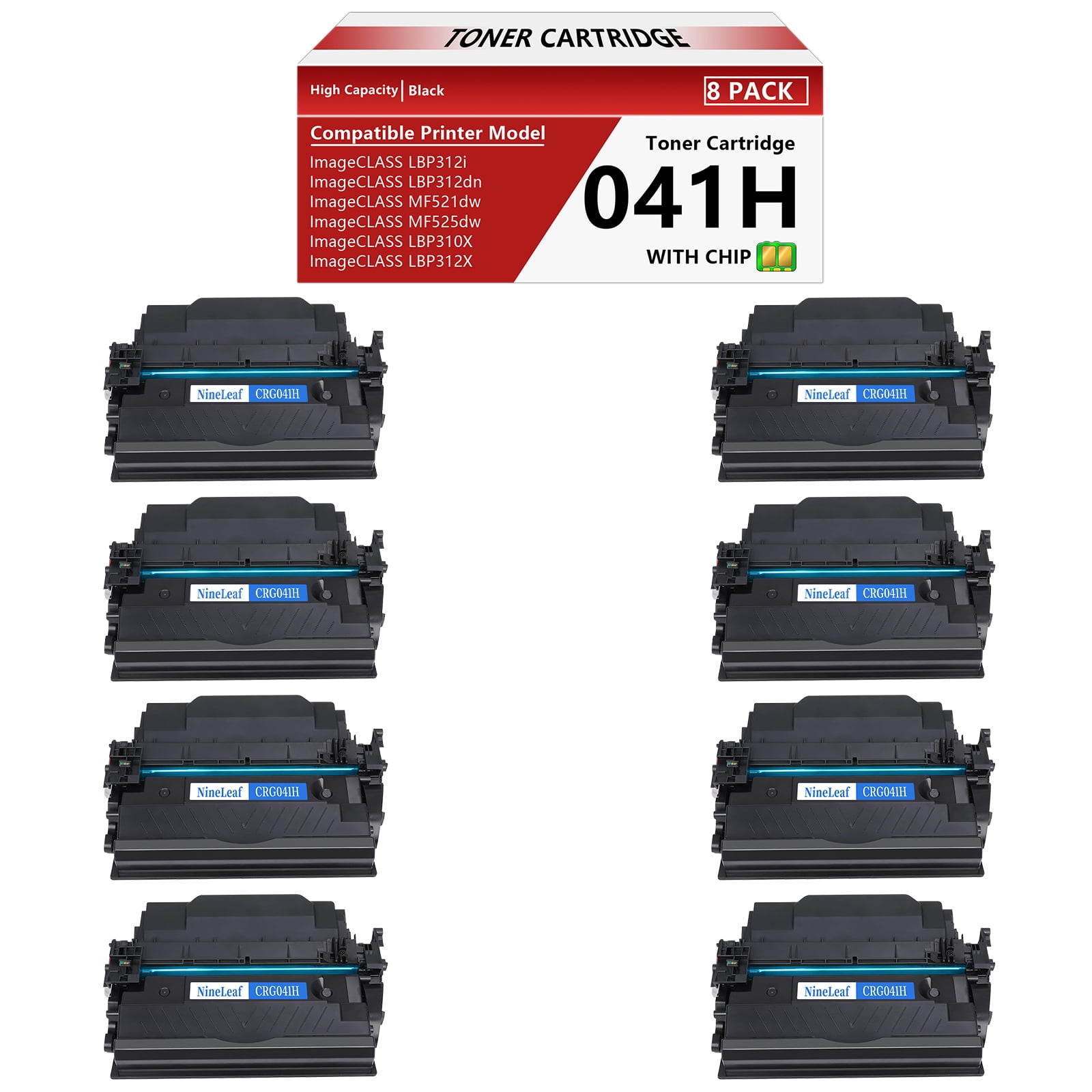 NineLeaf 8-Pack 041H CRG041H CRG-041H Toner Cartridge Compatible ...