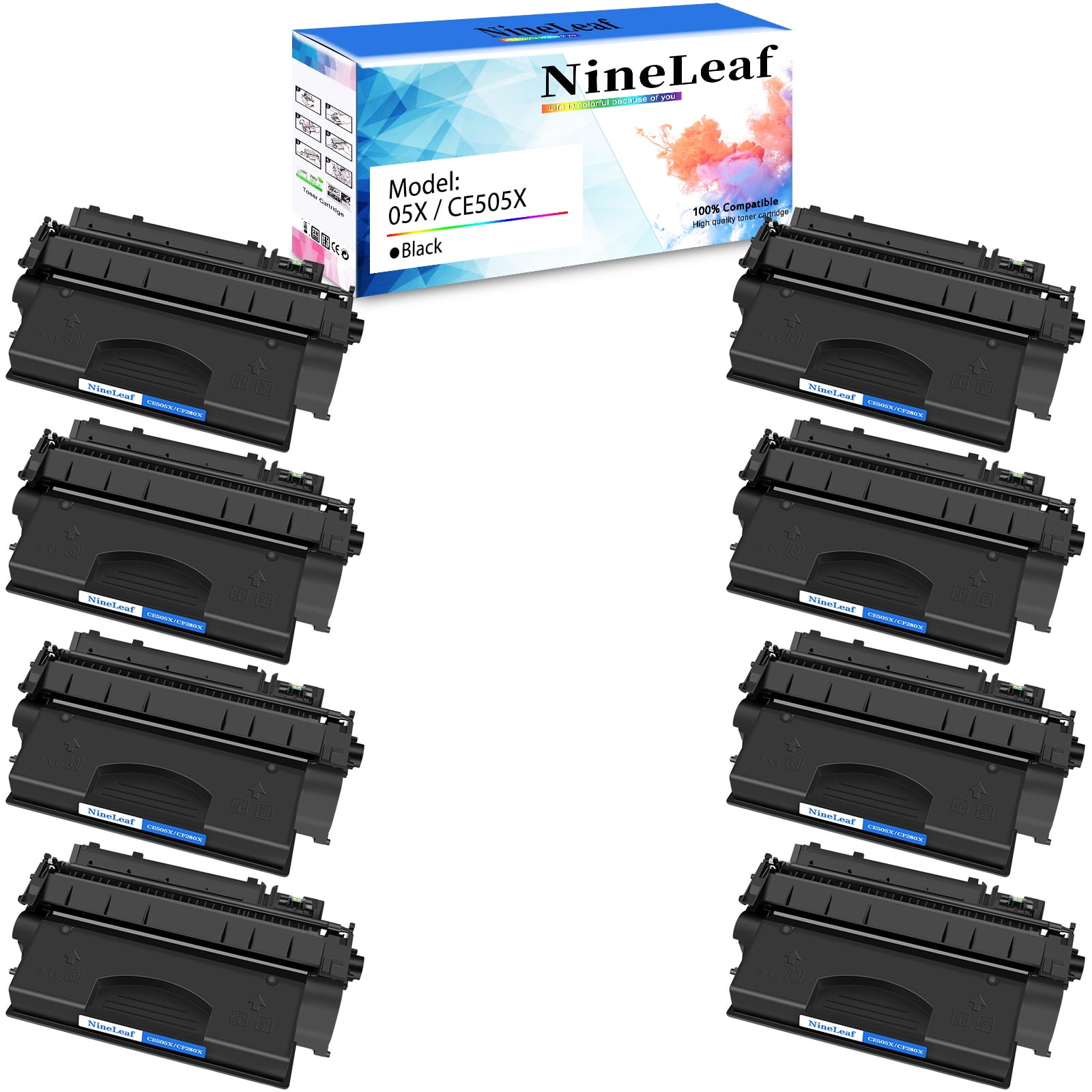 NineLeaf 8-Pack 05X CE505X Compatible Toner Cartridge Replacement for ...
