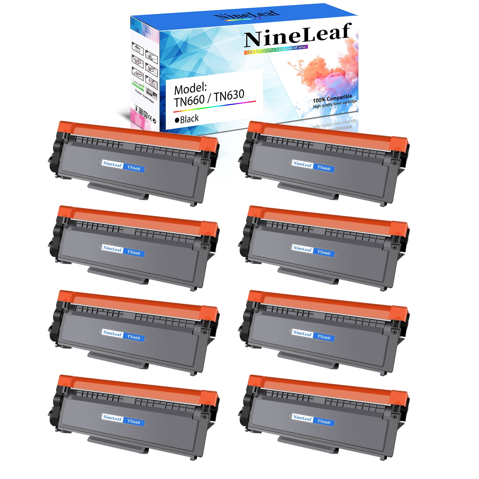 NineLeaf 8 Pack TN660 Toner Cartridge Replacement Compatible for ...