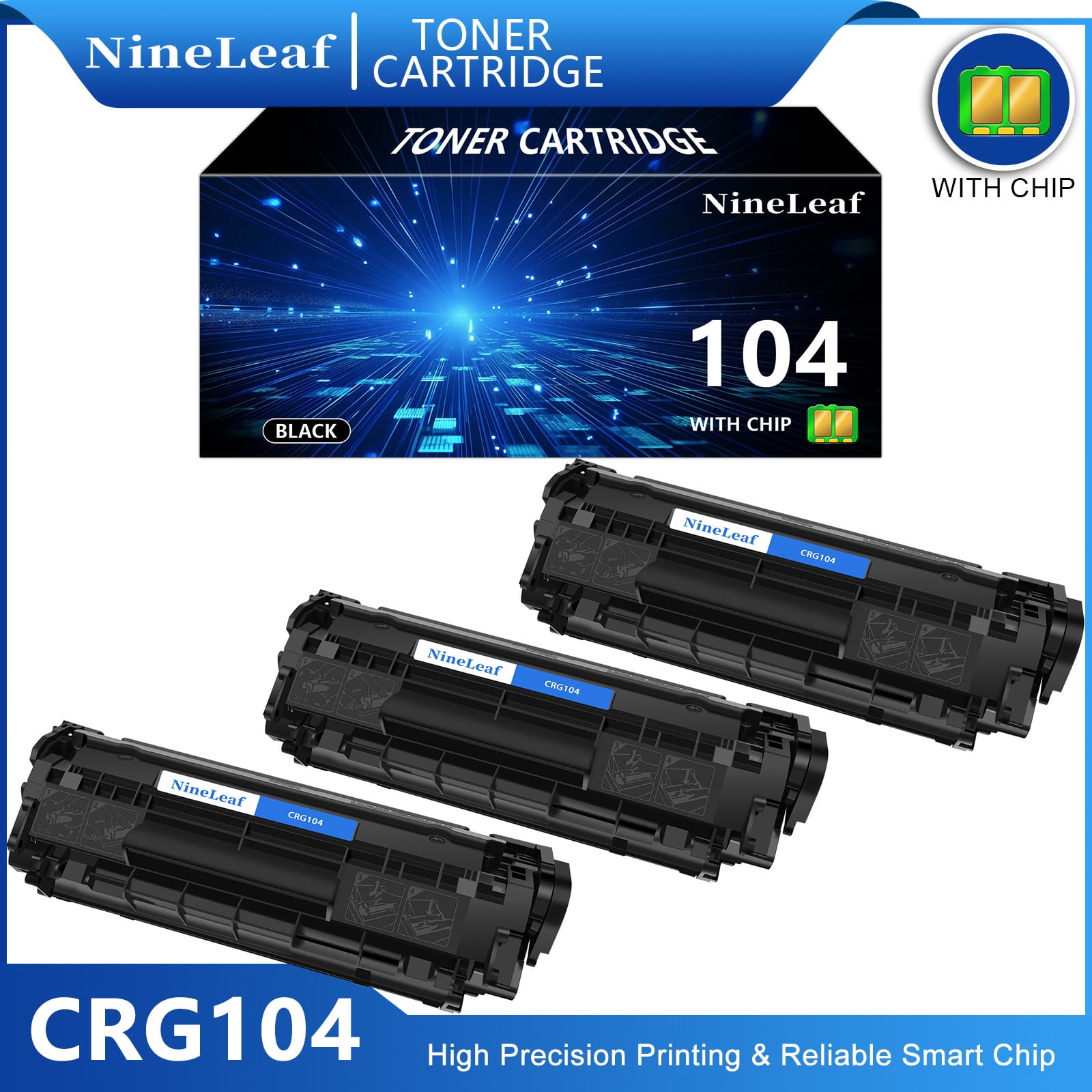 NineLeaf CRG104 FX9 FX10 Compatible Toner Cartridge Replacement for Canon 104 C104 Black Toner ...