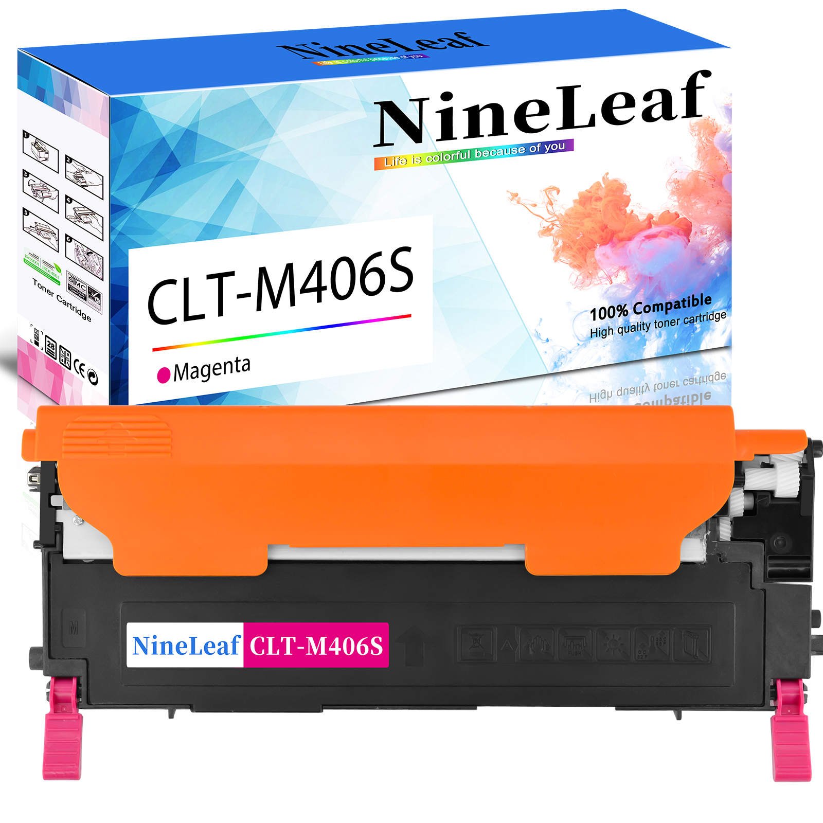NineLeaf Compatible Toner Cartridge Replacement for Samsung CLT-M406S CLTM406S Work on CLP-360 ...