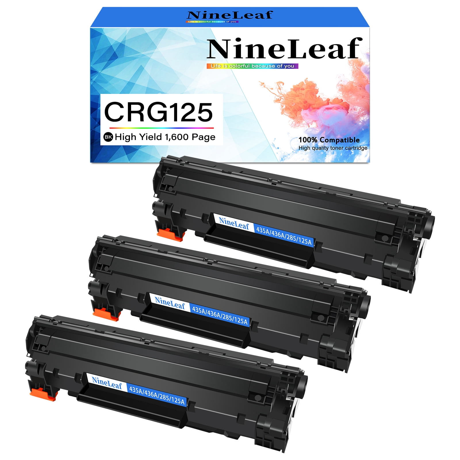 NineLeaf Compatible Toner Cartridge Replacement for Canon 125 CRG125 ...