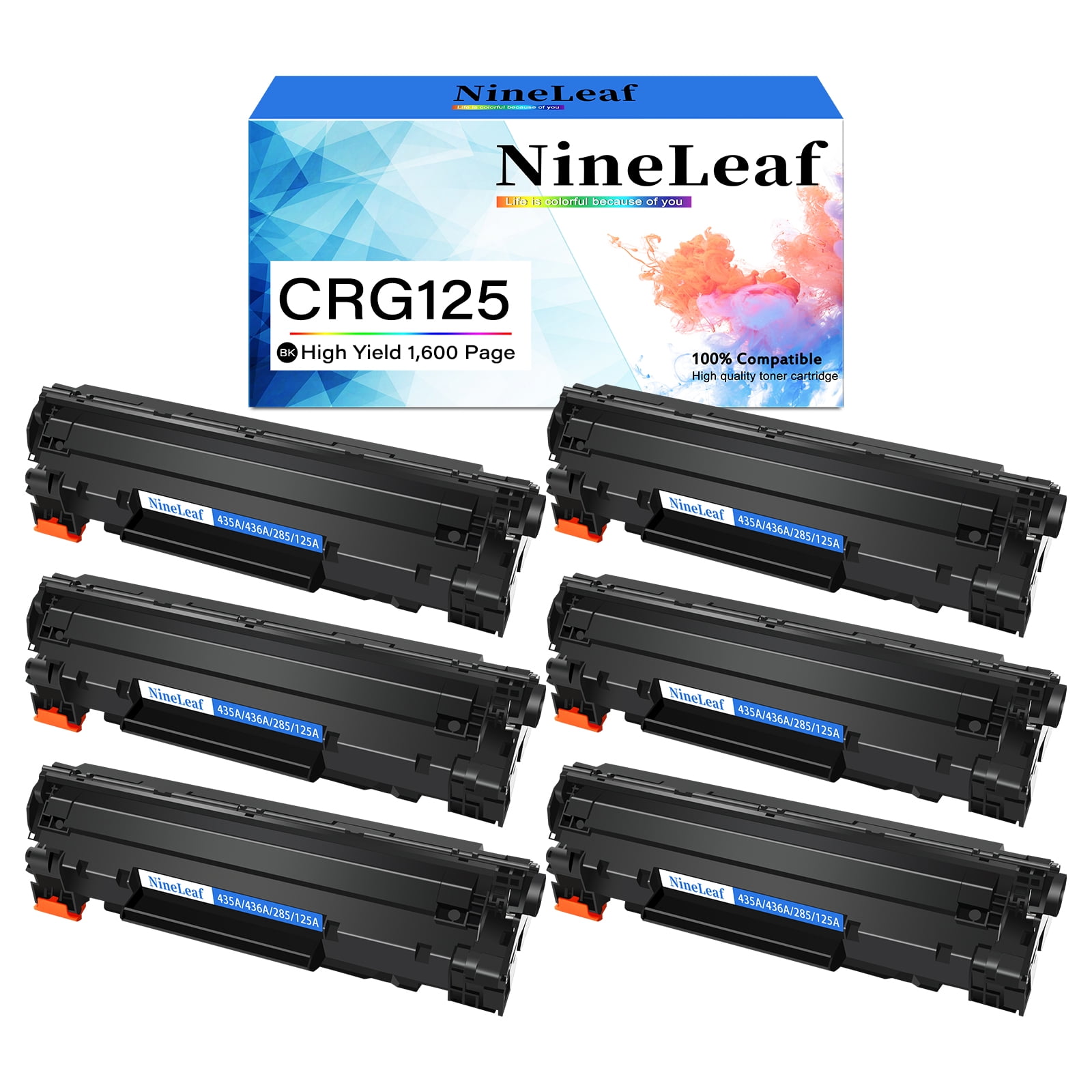 NineLeaf Compatible Toner Cartridge Replacement for Canon 125 CRG125 ...