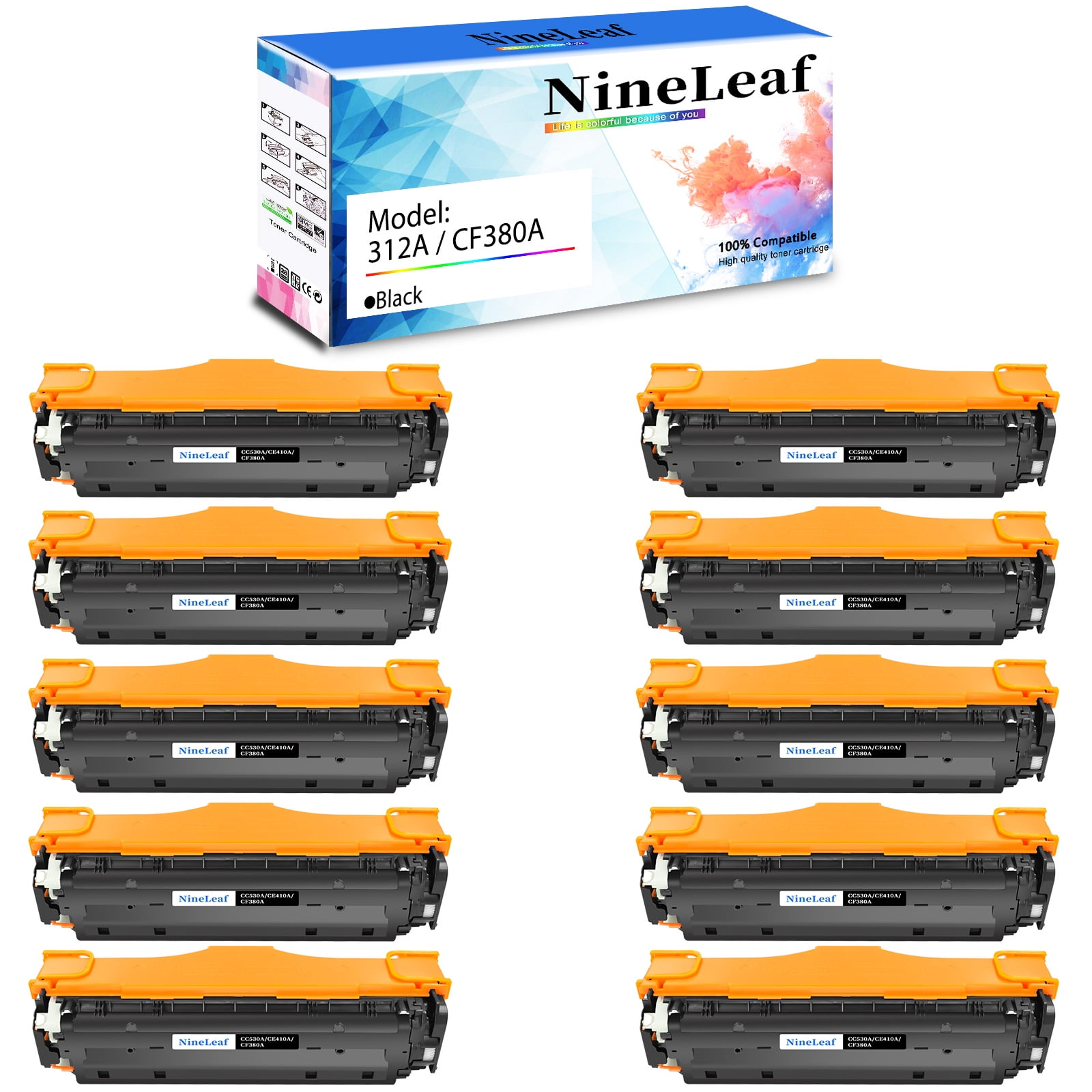 NineLeaf High Capacity Compatible Toner Cartridge Replacement for HP 312A CF380A work for Color ...