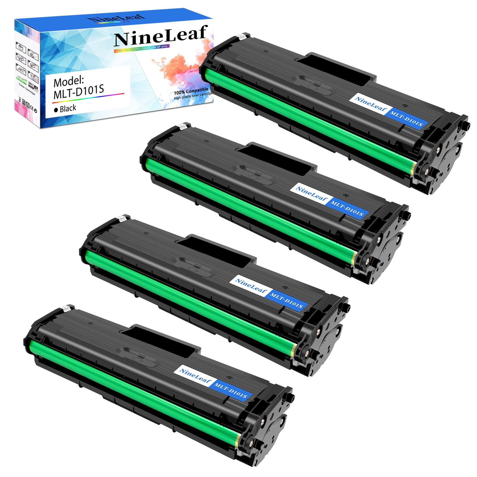 NineLeaf High Yield Compatible Toner Cartridge Replacement for Samsung 101S MLT-D101S used with ...