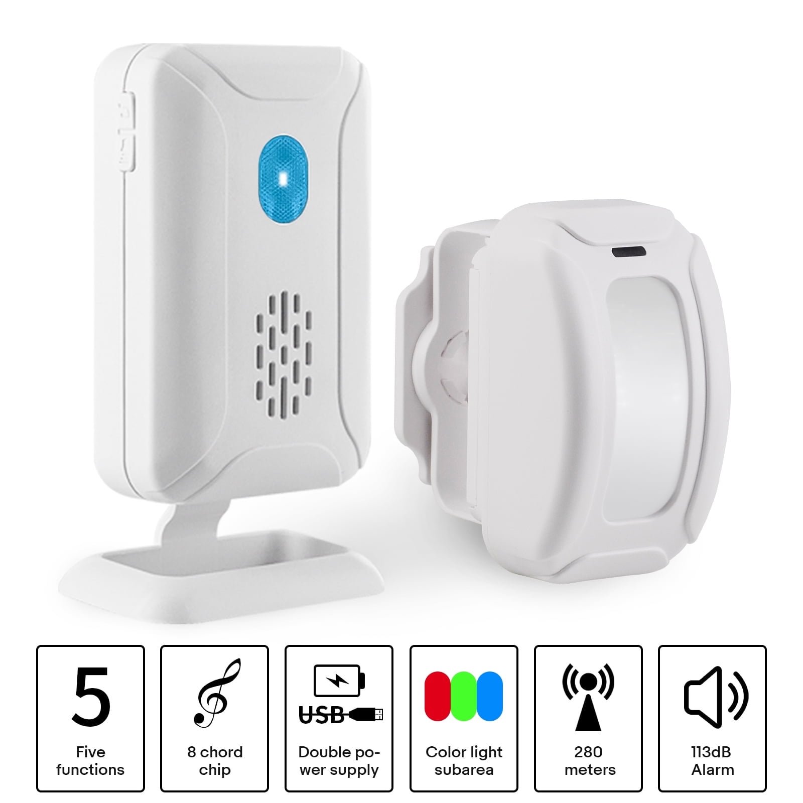 NineLeaf Motion Sensor Doorbell, Wireless Infrared Security with Color ...