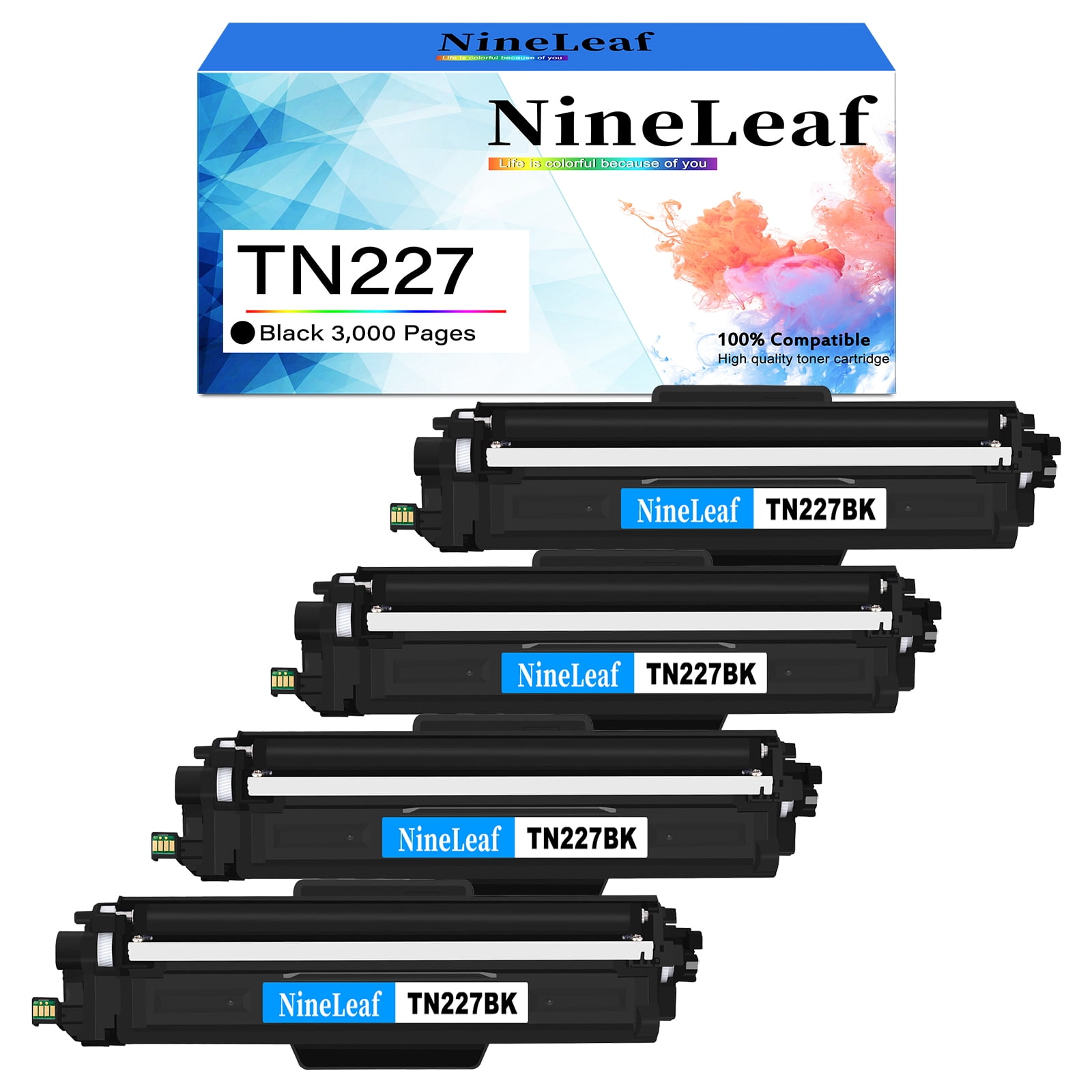 NineLeaf TN227 Black Toner Cartridge Replacement for Brother TN-227 ...