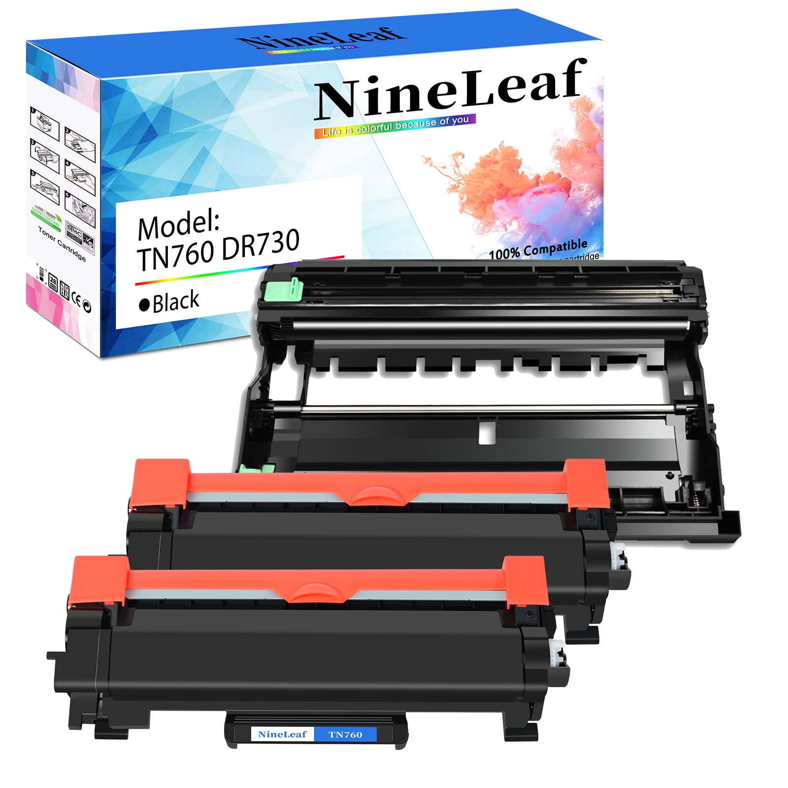 NineLeaf TN760 DR730 set Compatible Toner Cartridge and Drum Unit ...