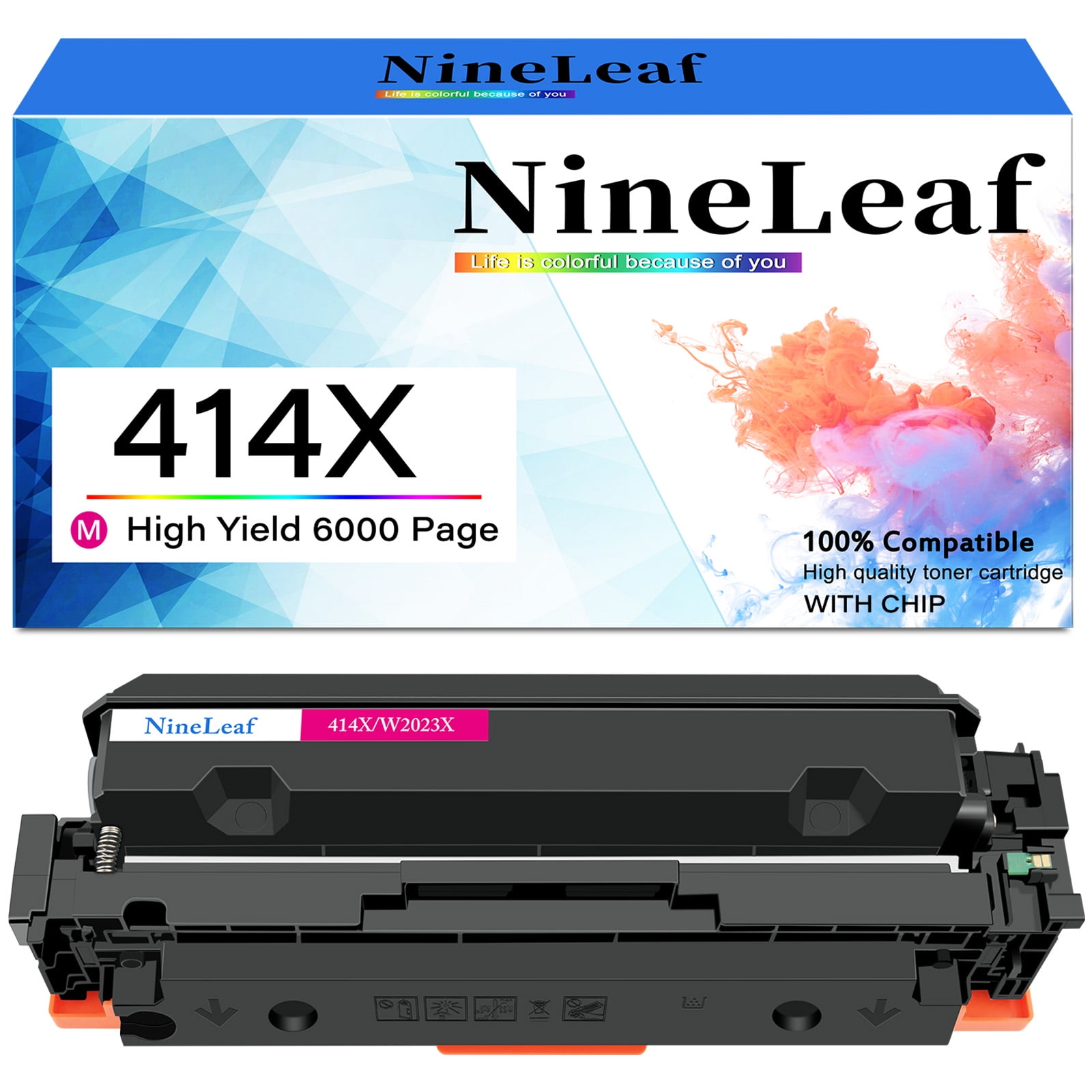 Nineleaf [with Chip] Compatible Toner Cartridge Replacement For Hp 414x 414a W2023x W2023a Use