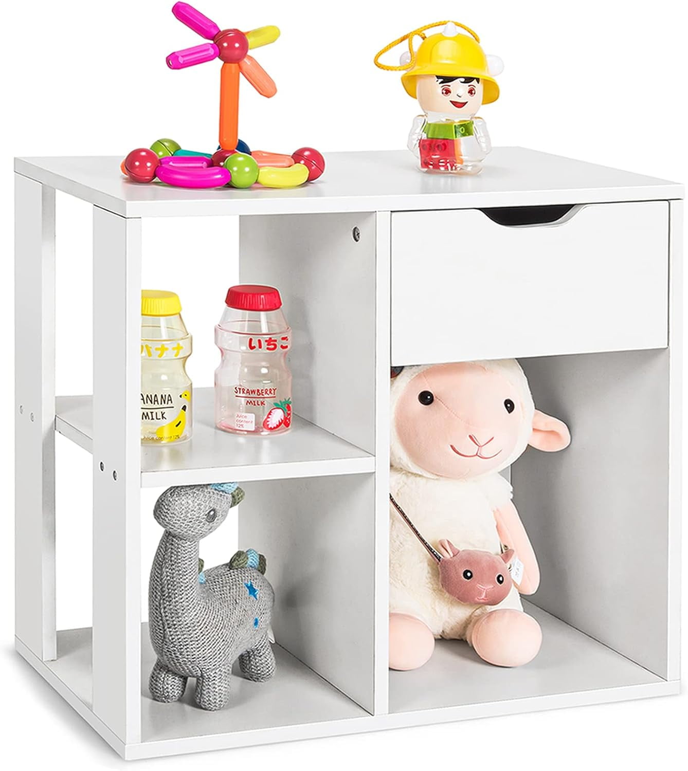 NineSix Kids Toy Storage Organizer White, 21" H Wooden Floor Storage ...