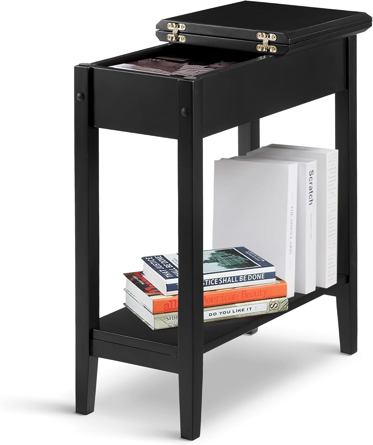 NineSix Narrow Side Table: Stylish Slim End Table, Narrow Nightstand ...