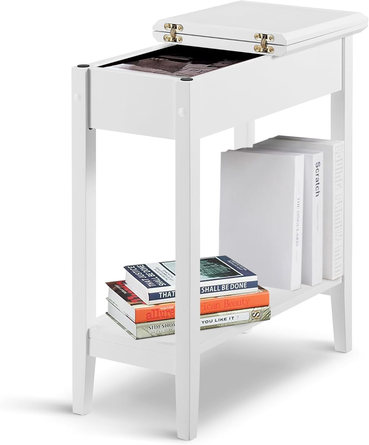 NineSix Narrow Side Table: Stylish Slim End Table, Narrow Nightstand ...