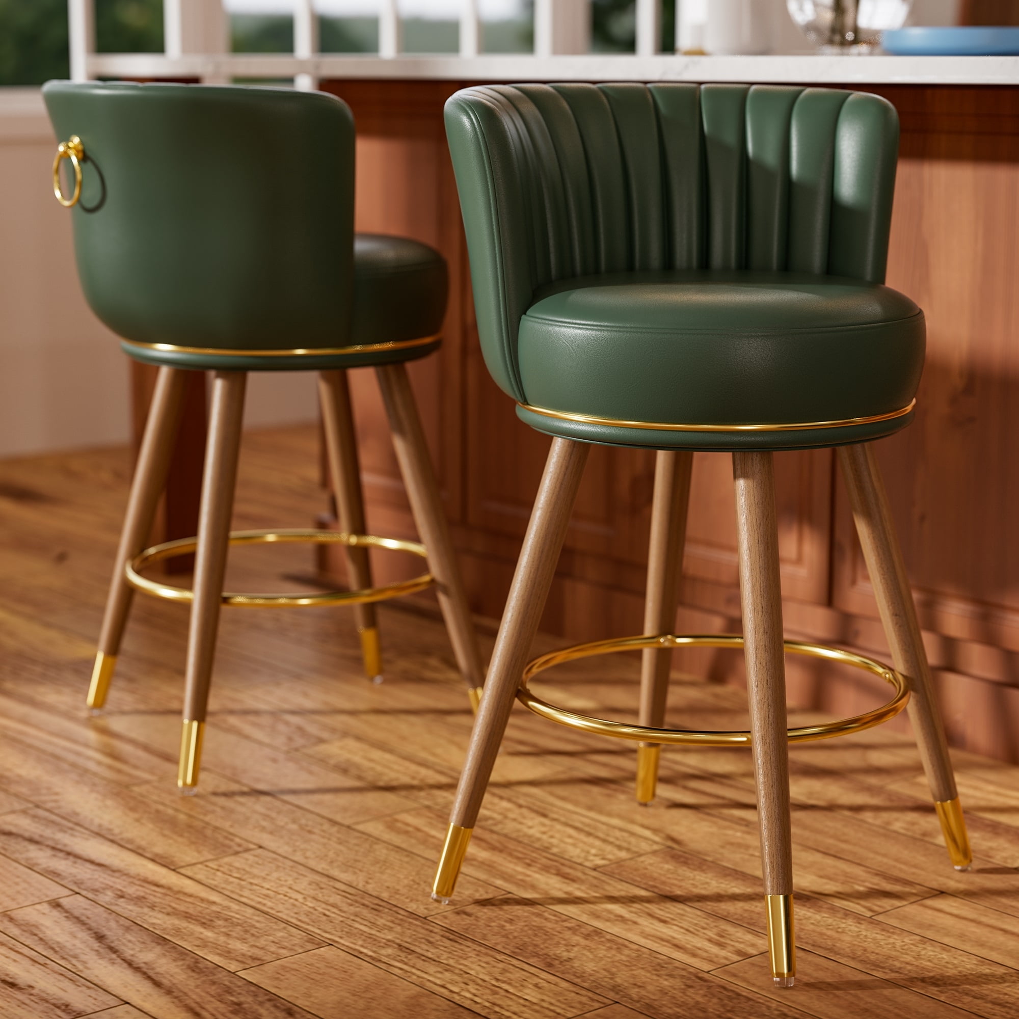 Ninecer 24" Classic Bar Stools, Modern Swivel Counter Stools, PU ...