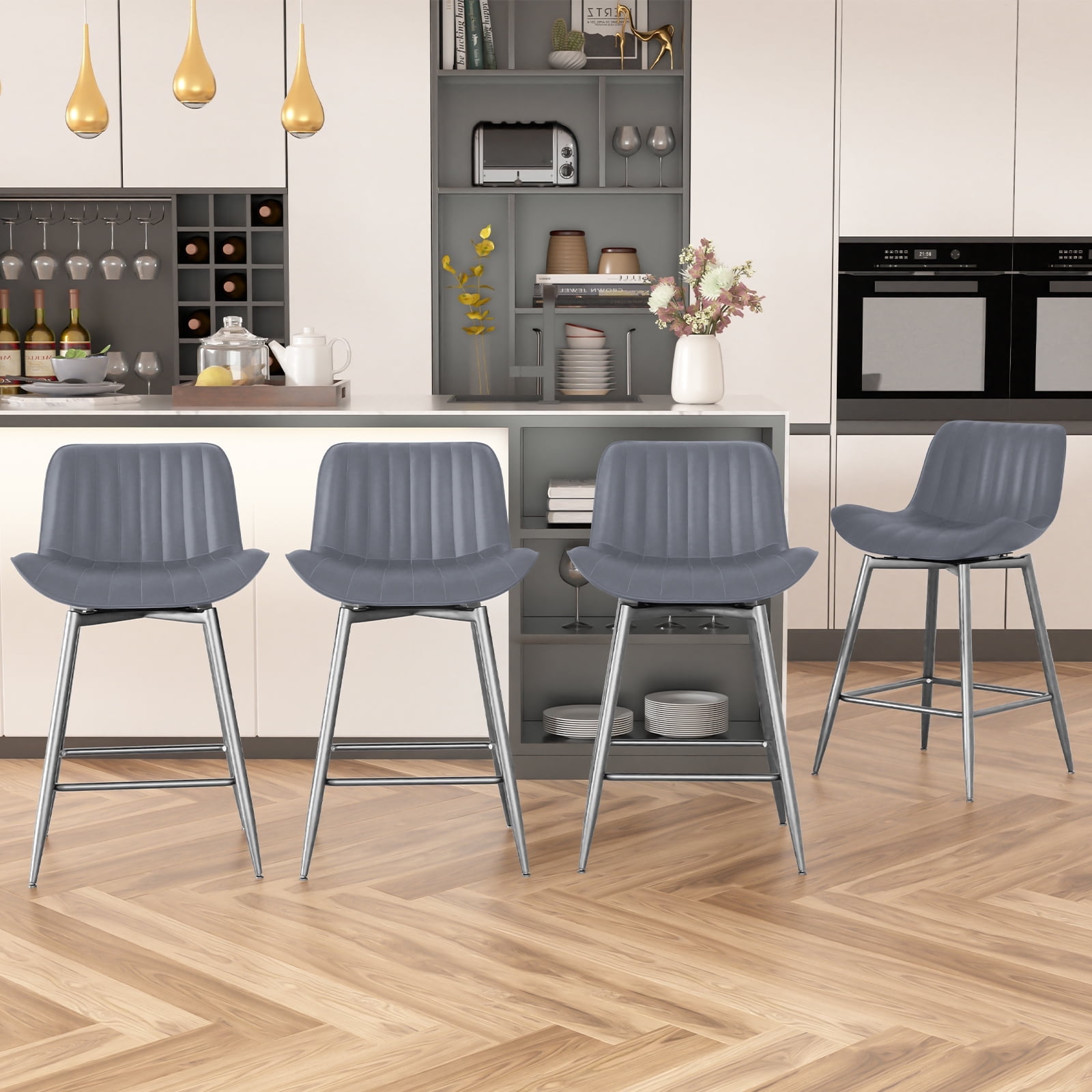 Ninecer 24 Inch Swivel Counter Height Bar Stools Set of 4, Bar Stools ...