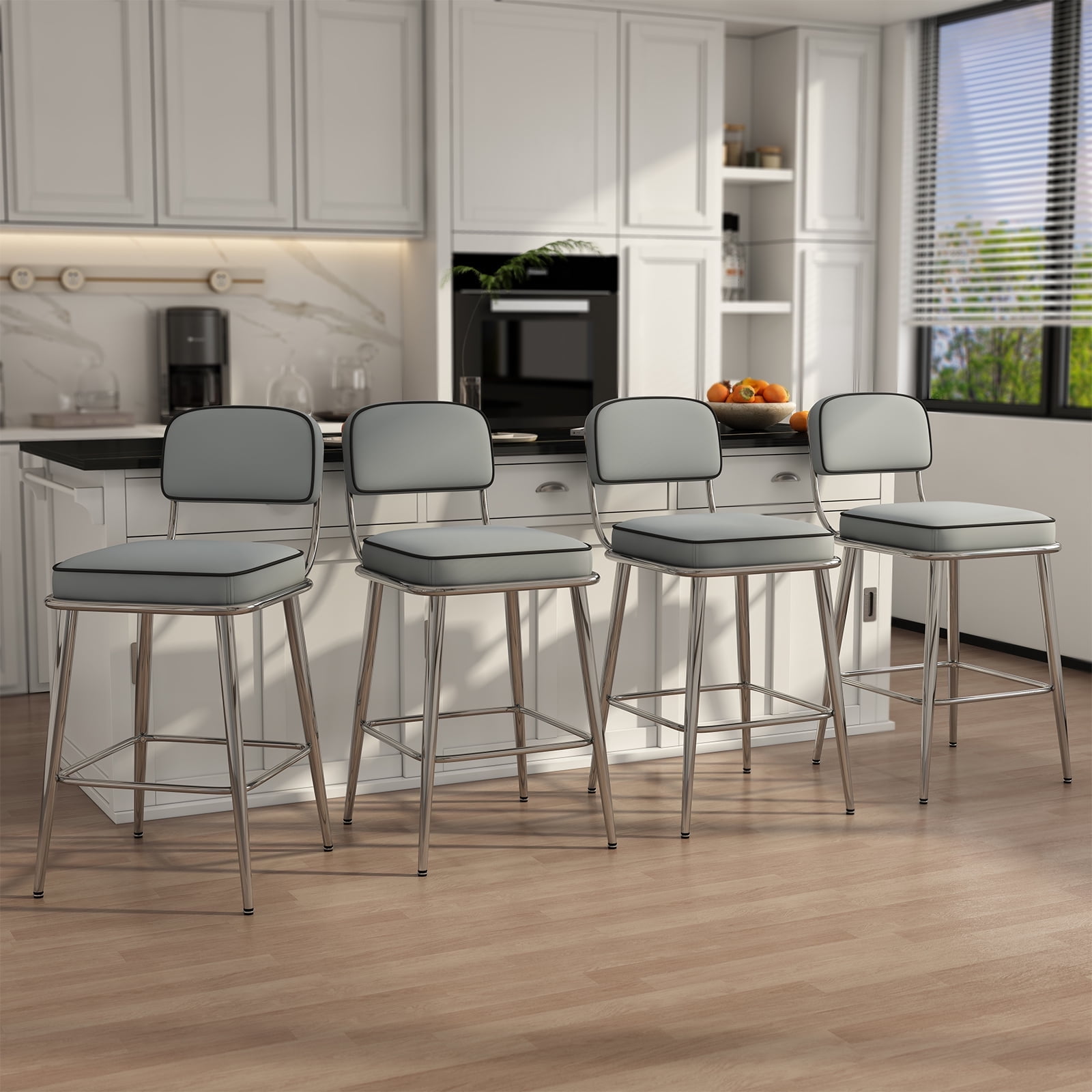 Ninecer 26" Counter Height Chair, Modern Metal Frame Bar stools with ...