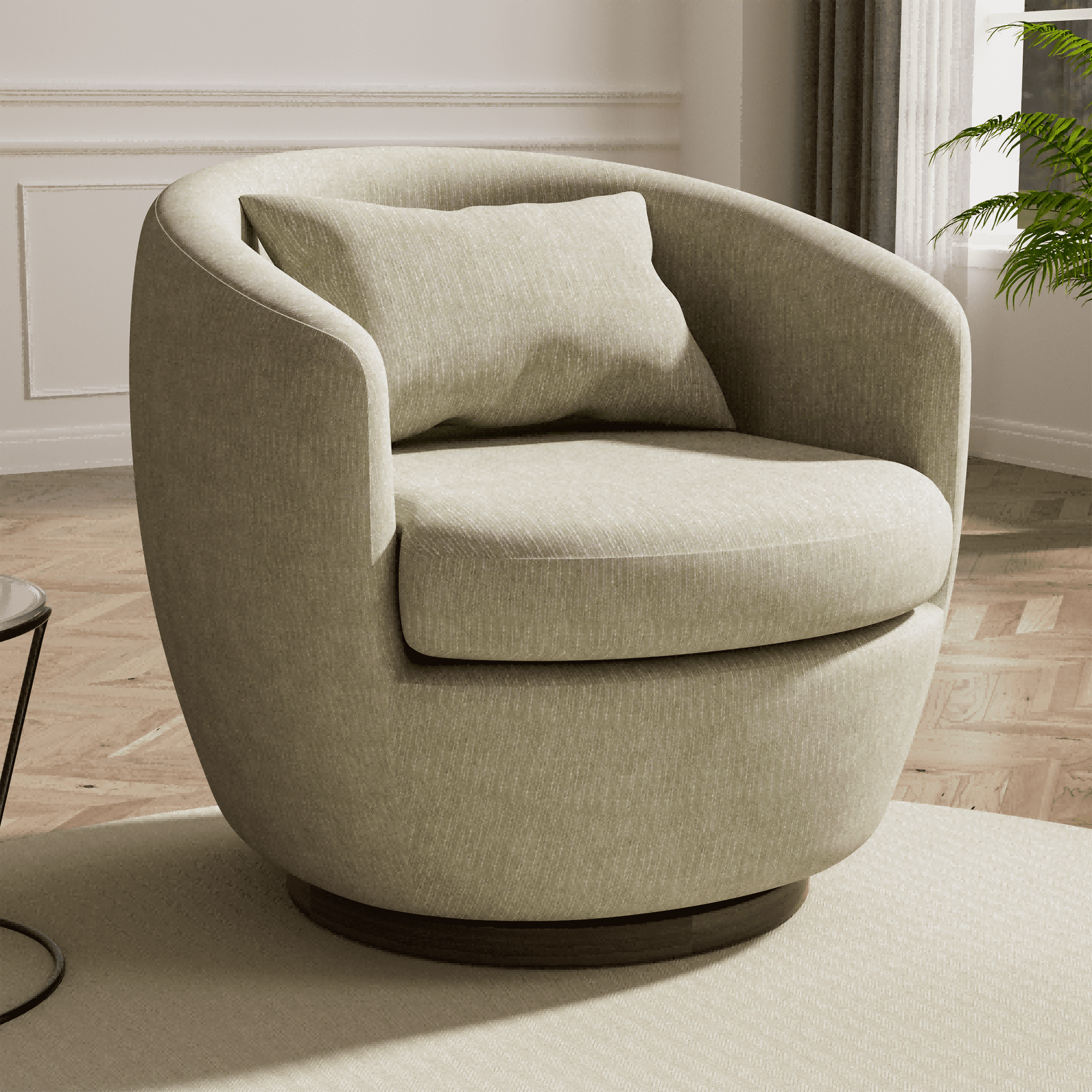 Ninecer 360 Swivel Barrel Chair, Modern Round Accent Arm Chairs, Single ...