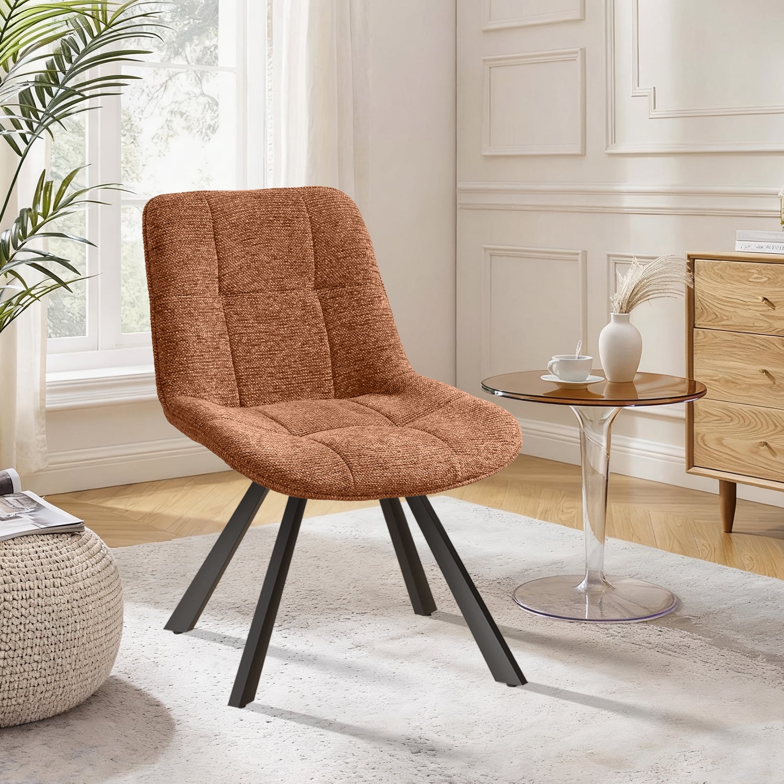 Ninecer Modern Upholstered Dining Chair with 180° Auto-Return Swivel ...