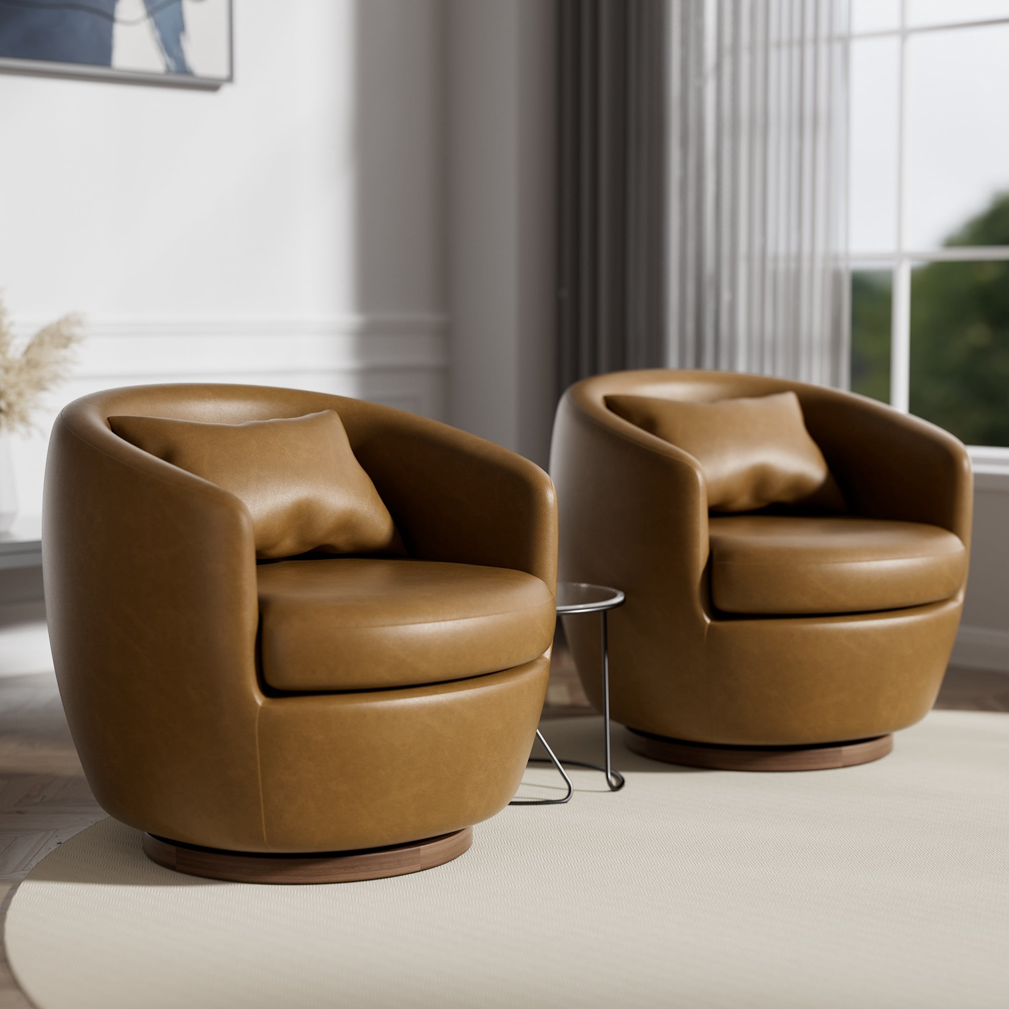 Ninecer Swivel Barrel Chair with Storage, Modern Round Accent Arm ...