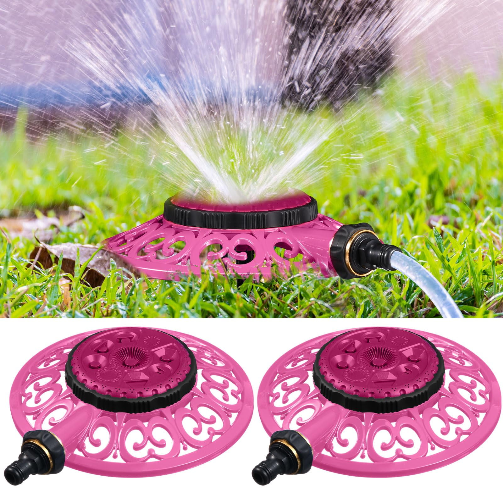 Ninehaoou 2 Pcs Lawn Sprinkler with Metal Decorative Base 8 Pattern ...