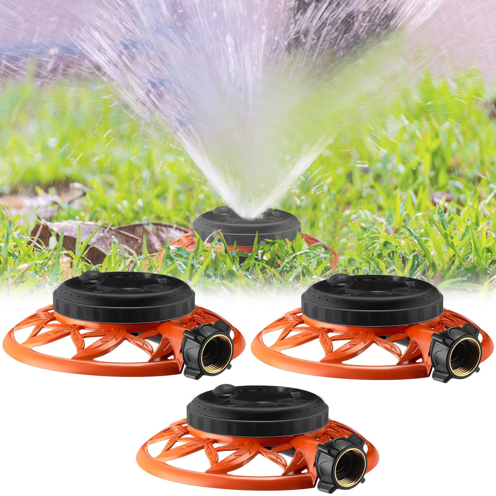 Ninehaoou 3 Pieces Stationary Water Sprinkler 8 Pattern Reliable Metal ...