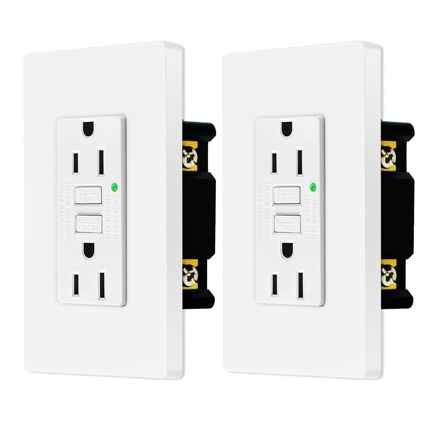 Nineleaf GFCI Outlet 15 Amp, Non Tamper-Resistant with LED Indicator ...