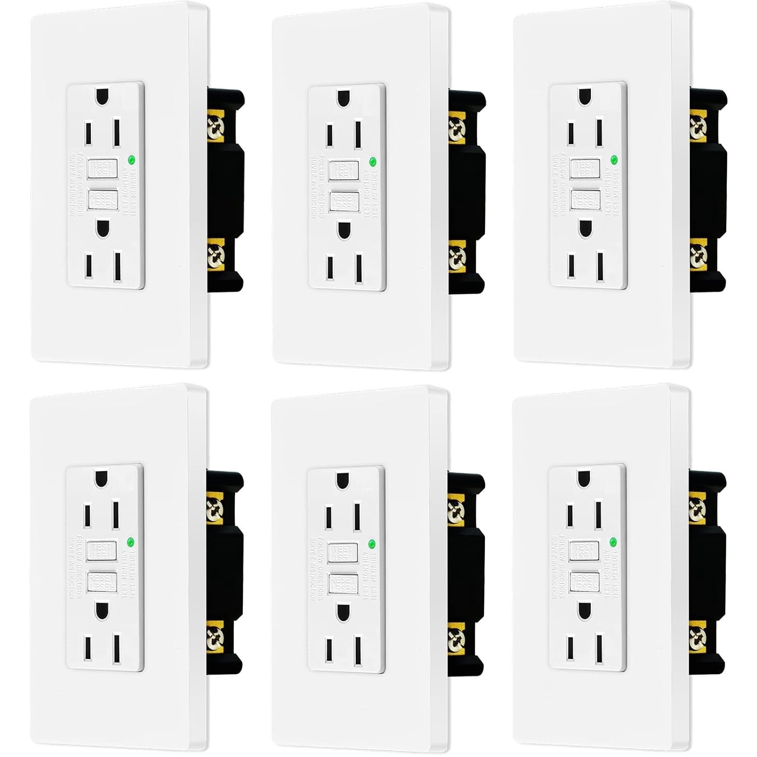 Nineleaf GFCI Outlet 15 Amp, Non Tamper-Resistant with LED Indicator ...