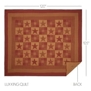 VHC Brands, Beckham, Cotton, 120Wx105L, Luxury King Quilt, Red ...