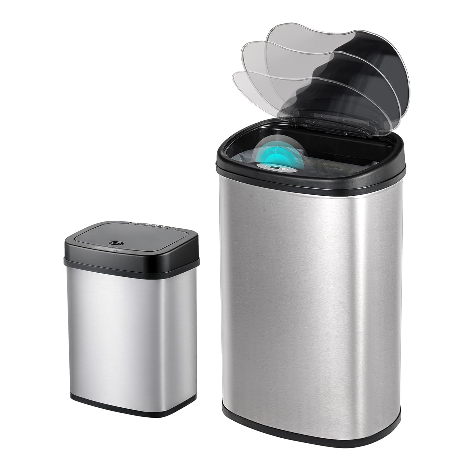 Ninestars 2 Pack 13 Gallon & 3.2 Gallon Automatic Trash Can Combo Set ...