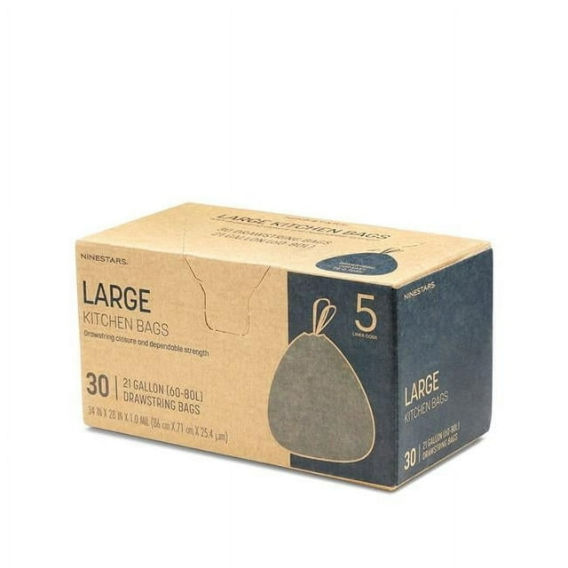 Ninestars 21 gal White Kitchen Multipurpose Garbage Bags with ...