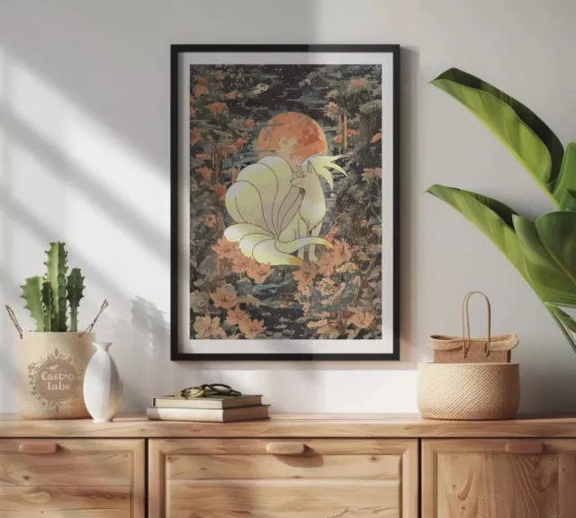 Ninetales Pokemon Poster, Japanese Fantasy Art Style, Enchanting Fire ...
