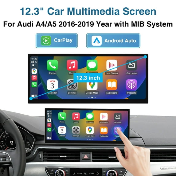 Ninetom 12.3 Inch Wireless CarPlay Android Auto Car Radio Stereo ...