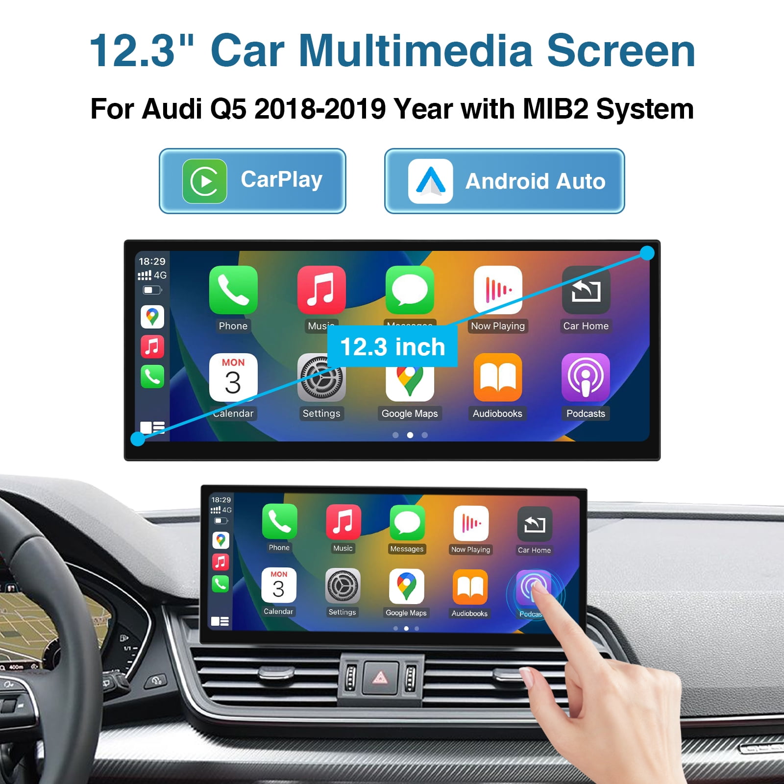 Ninetom Wireless CarPlay Android Auto Multimedia Car Radio Receiver for ...