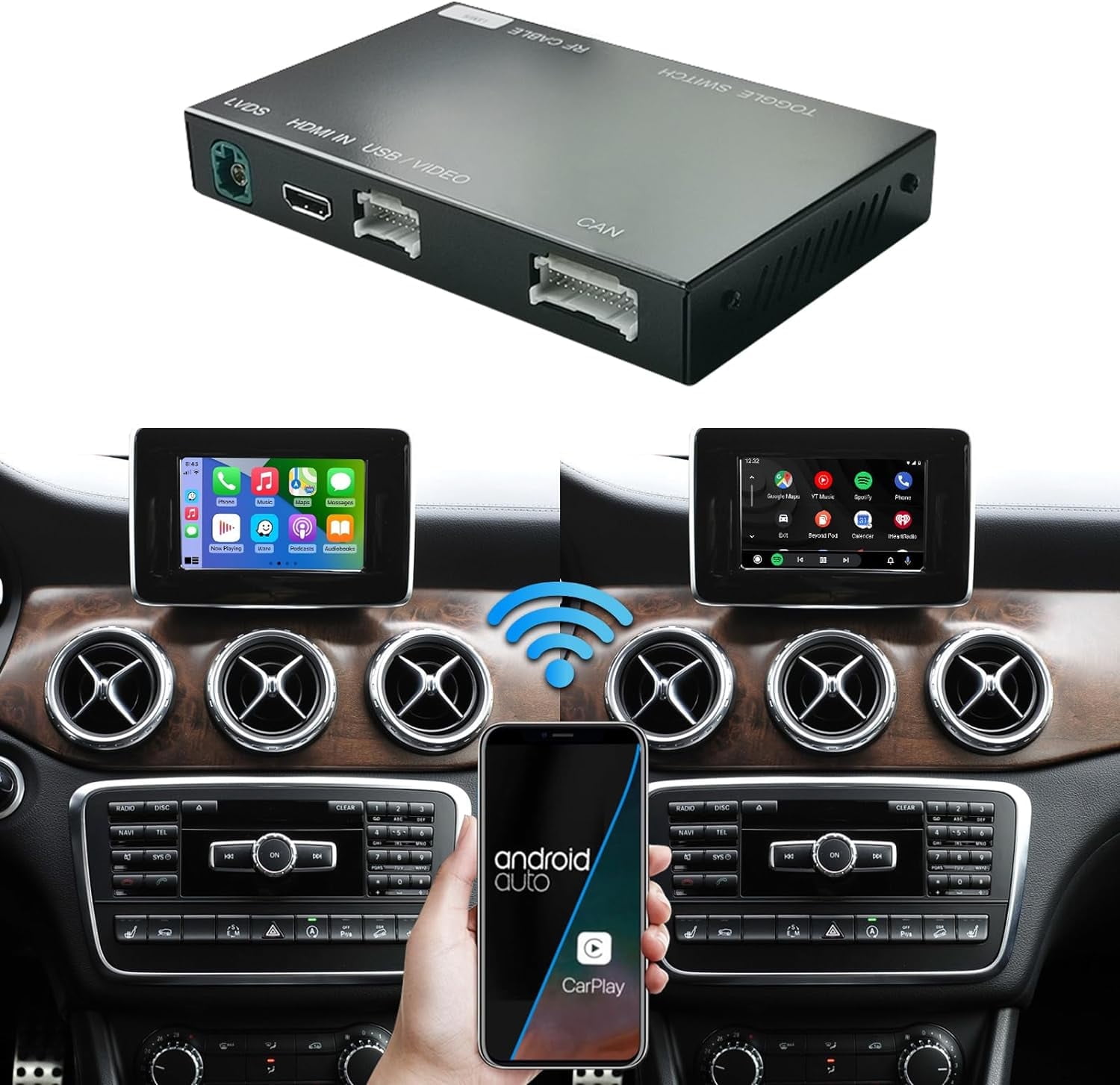 Ninetom Wireless Carplay Android Auto for Mercedes Benz C/E/CLA/GLA/GLK/CLS/ML/GL/GLK/SLK Class ...