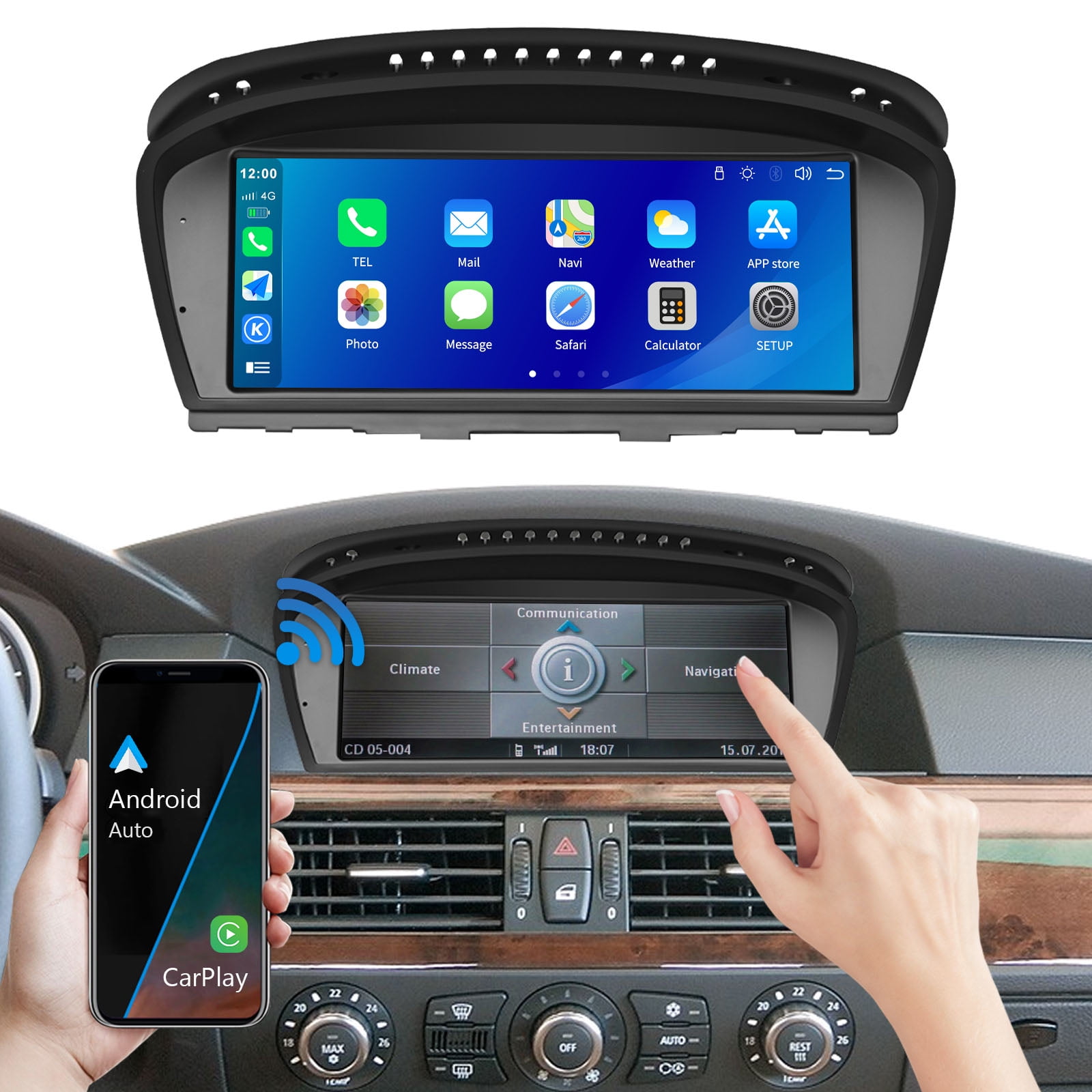 Ninetom Wireless Carplay/Android Auto/Mirrorlink Double Din Car Stereo ...
