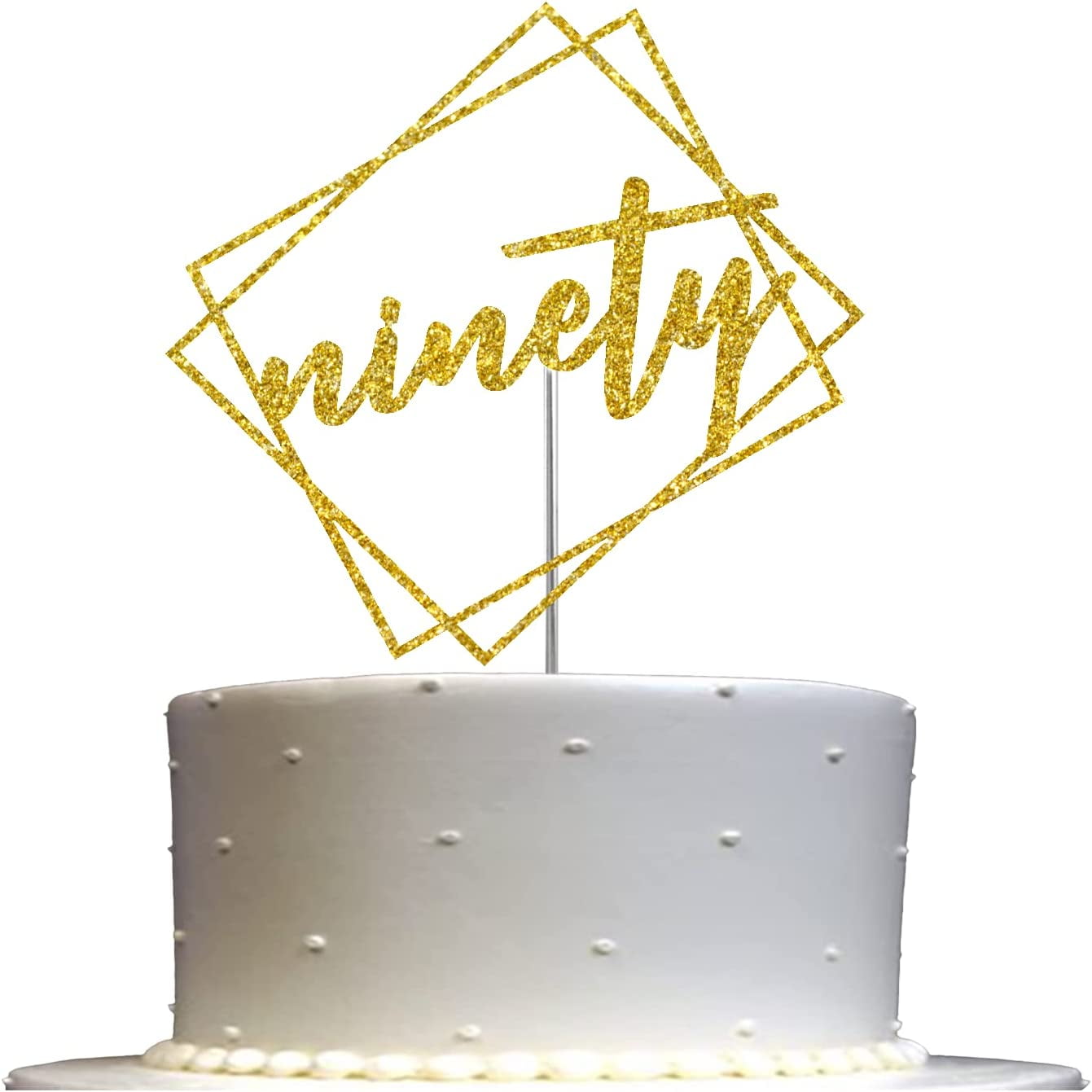 Ninety Cake Topper Gold Glitter, Modern Design 90 Birthday, Days ...