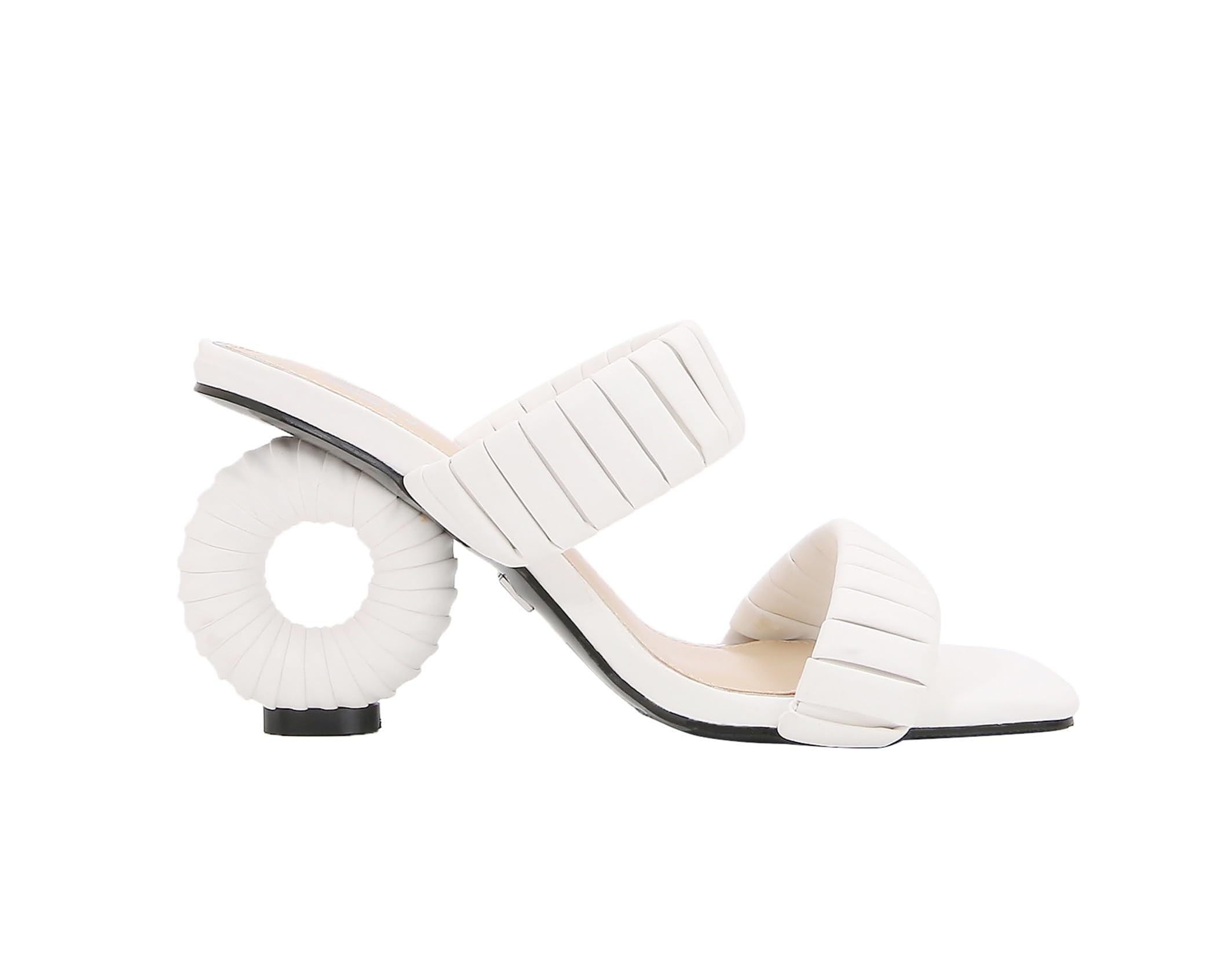 Ninety Union Ash Pleaded Straps Donut Heel Slide, White, 10 - Walmart.com