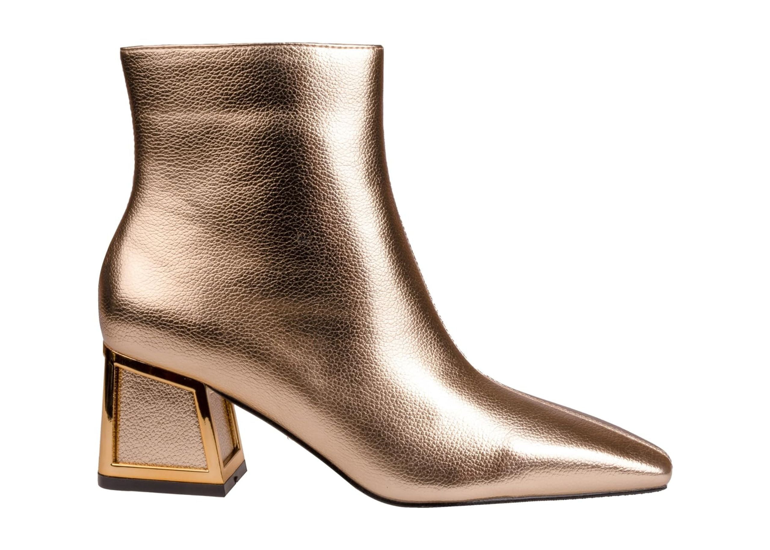 Ninety Union Brooke Metallic Trim Block Heel Bootie, Gold, 12 - Walmart.com