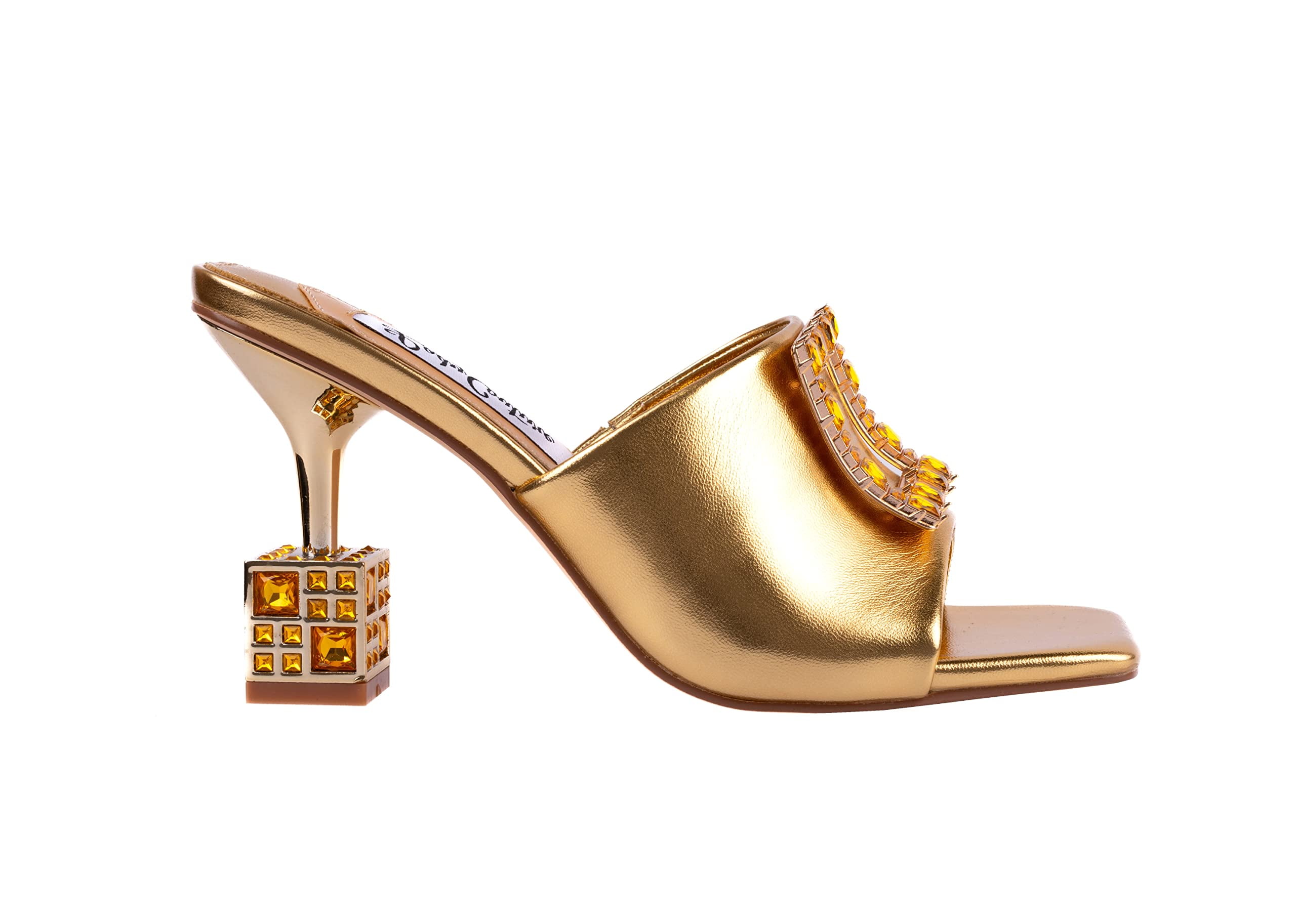 Ninety Union Lady Couture Casino Jeweled Metallic Square Heel Slide ...