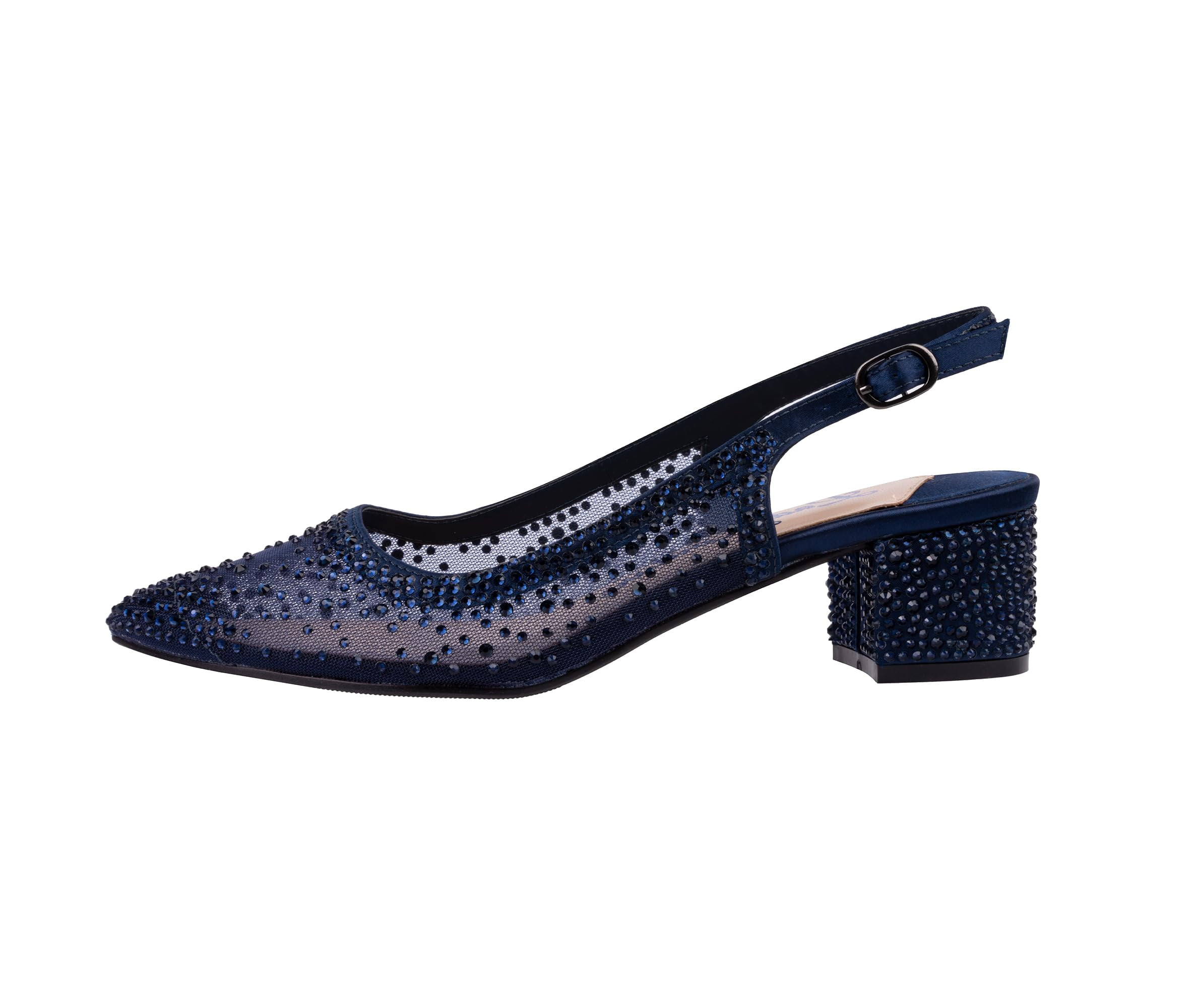 Ninety Union Lady Couture Demi Rhinestone Mesh Slingback, Navy, 8 ...