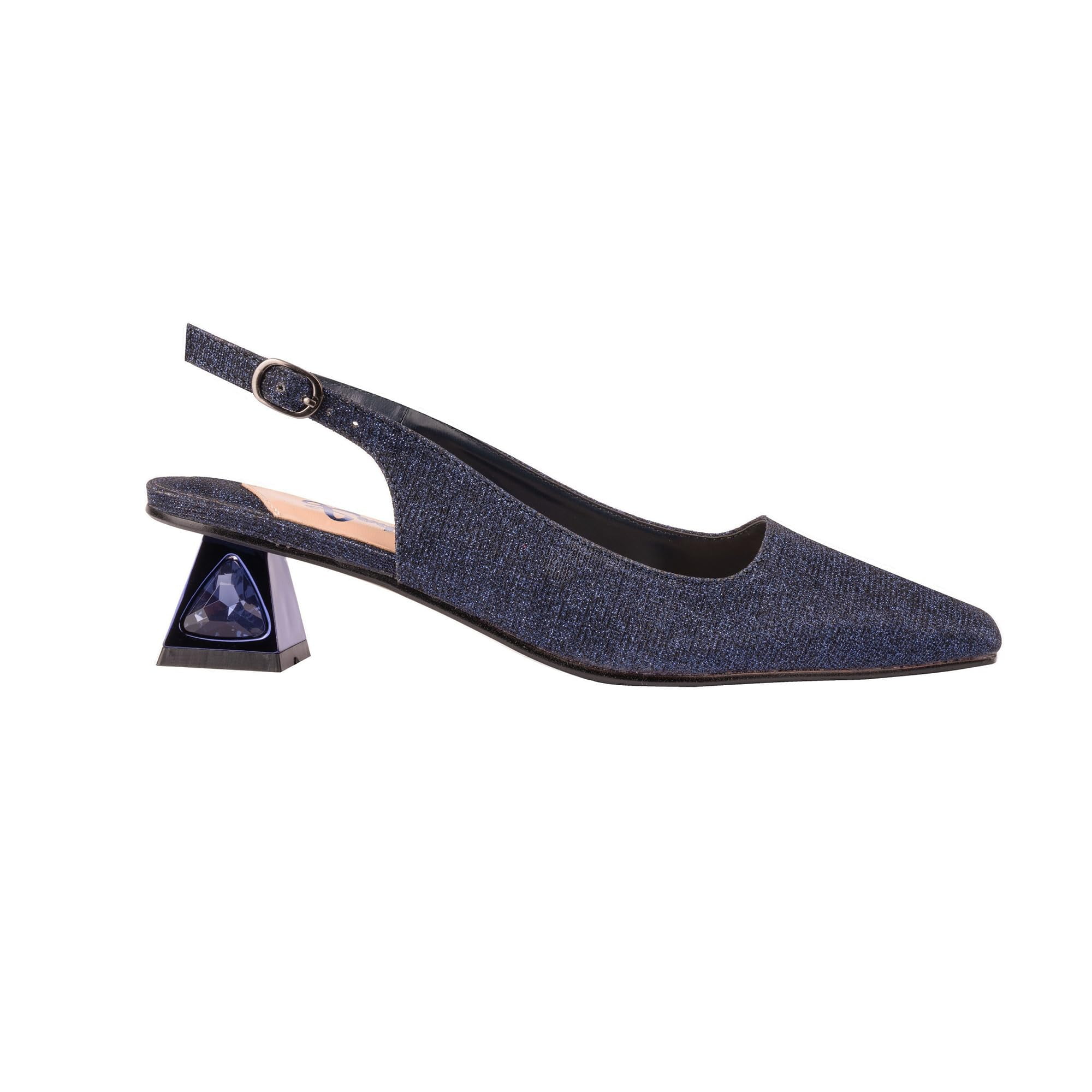 Ninety Union Lady Couture Ruby Glitter Metal Heel Slingback, Navy, 5 ...