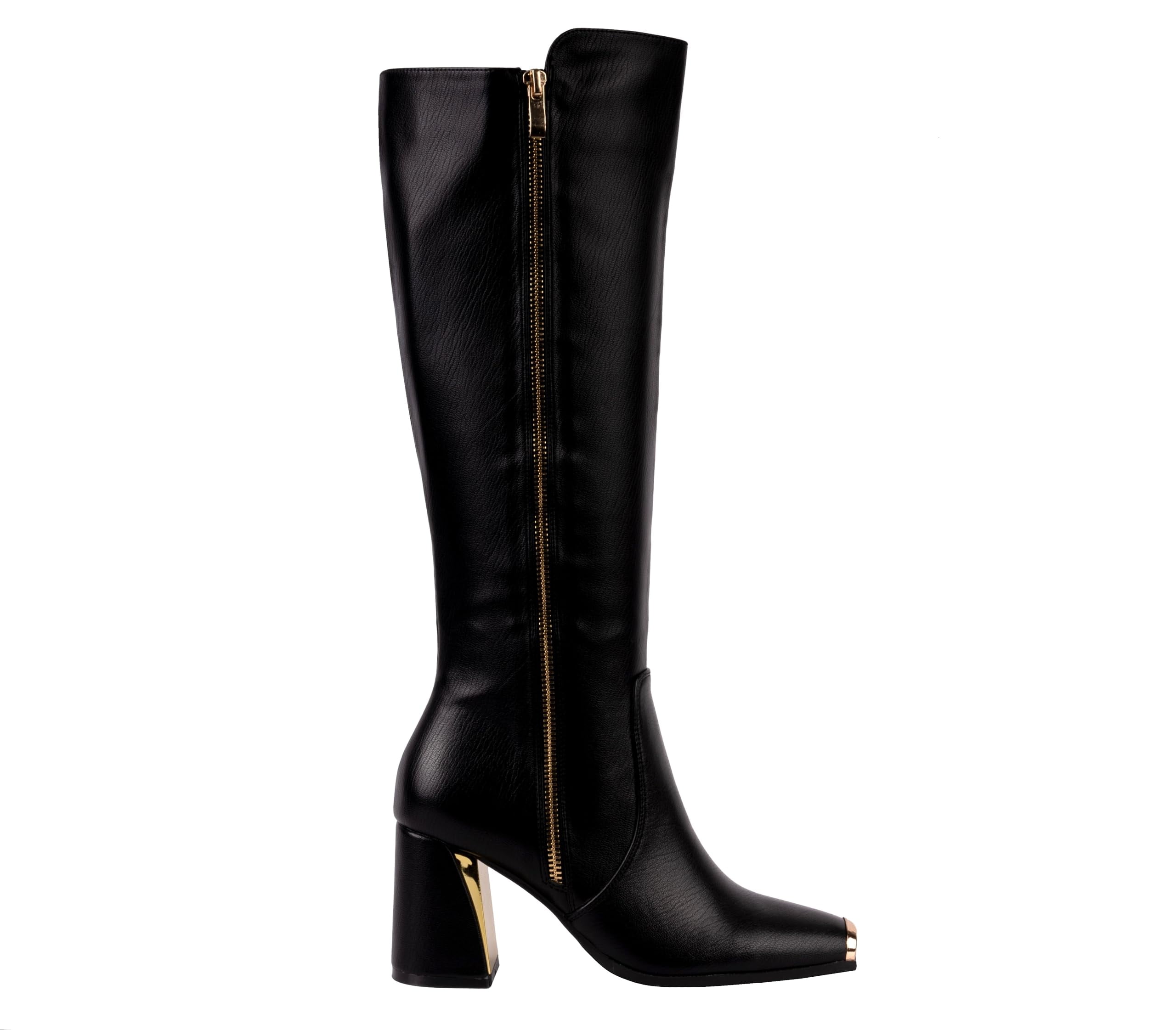 Ninety Union Link Metal Insert Block Heel Tall Boots, Black, 4 ...