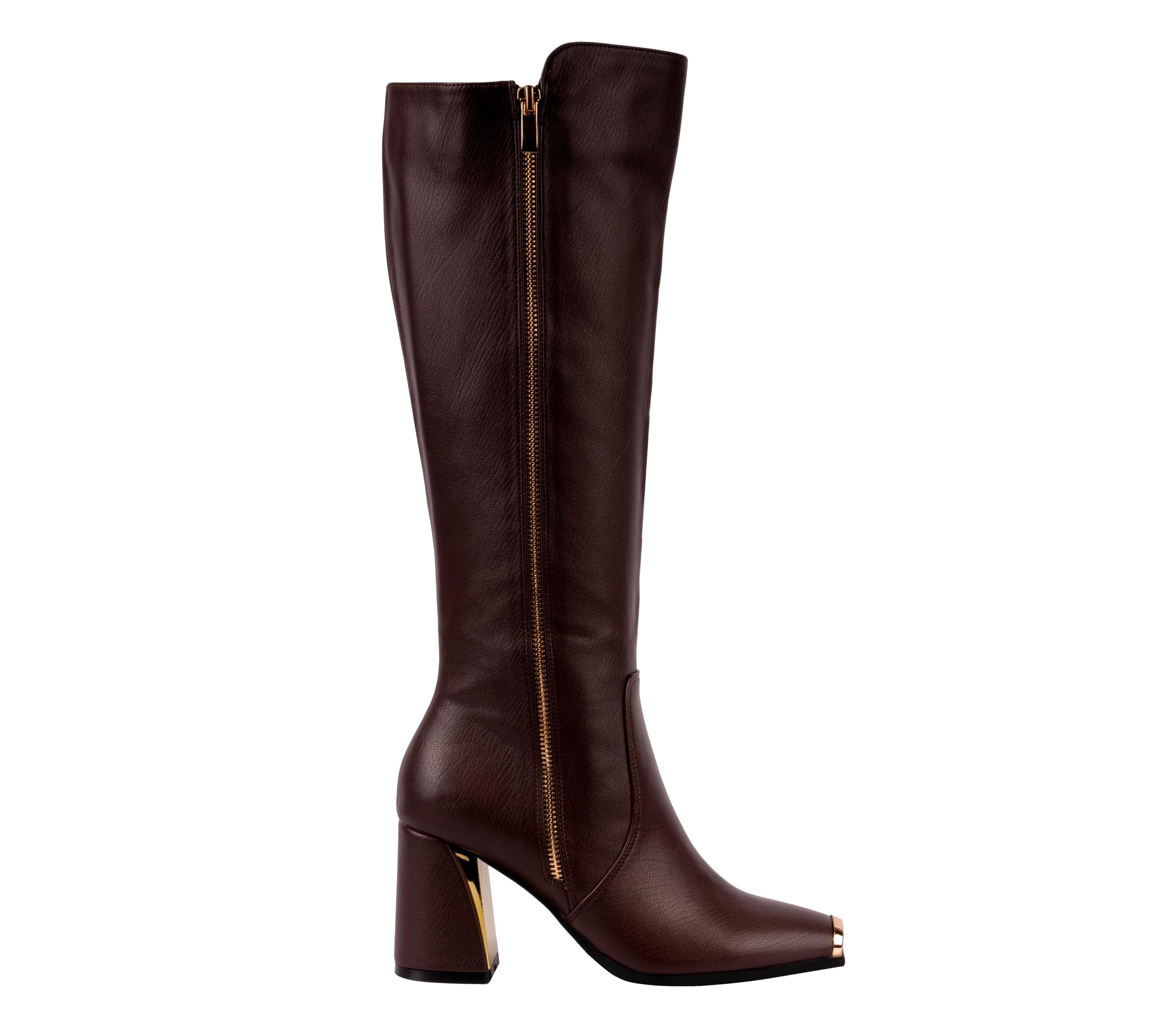 Ninety Union Link Metal Insert Block Heel Tall Boots, Brown, 4 ...