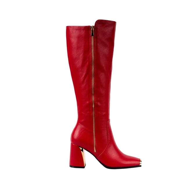 Ninety Union Link Metal Insert Block Heel Tall Boots, Red, 12 - Walmart ...