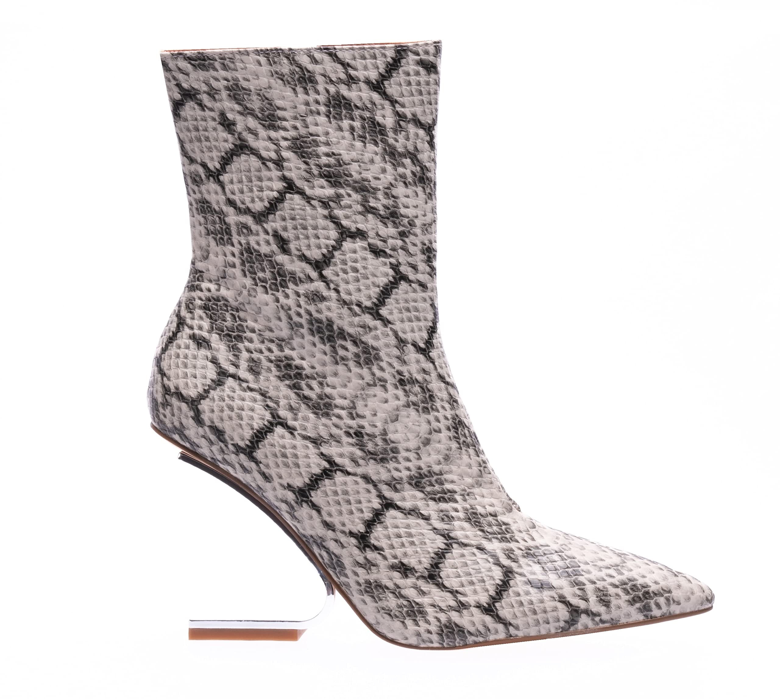 Ninety Union Princess Short Bootie With Cool Metal Heel, Natural Snake ...