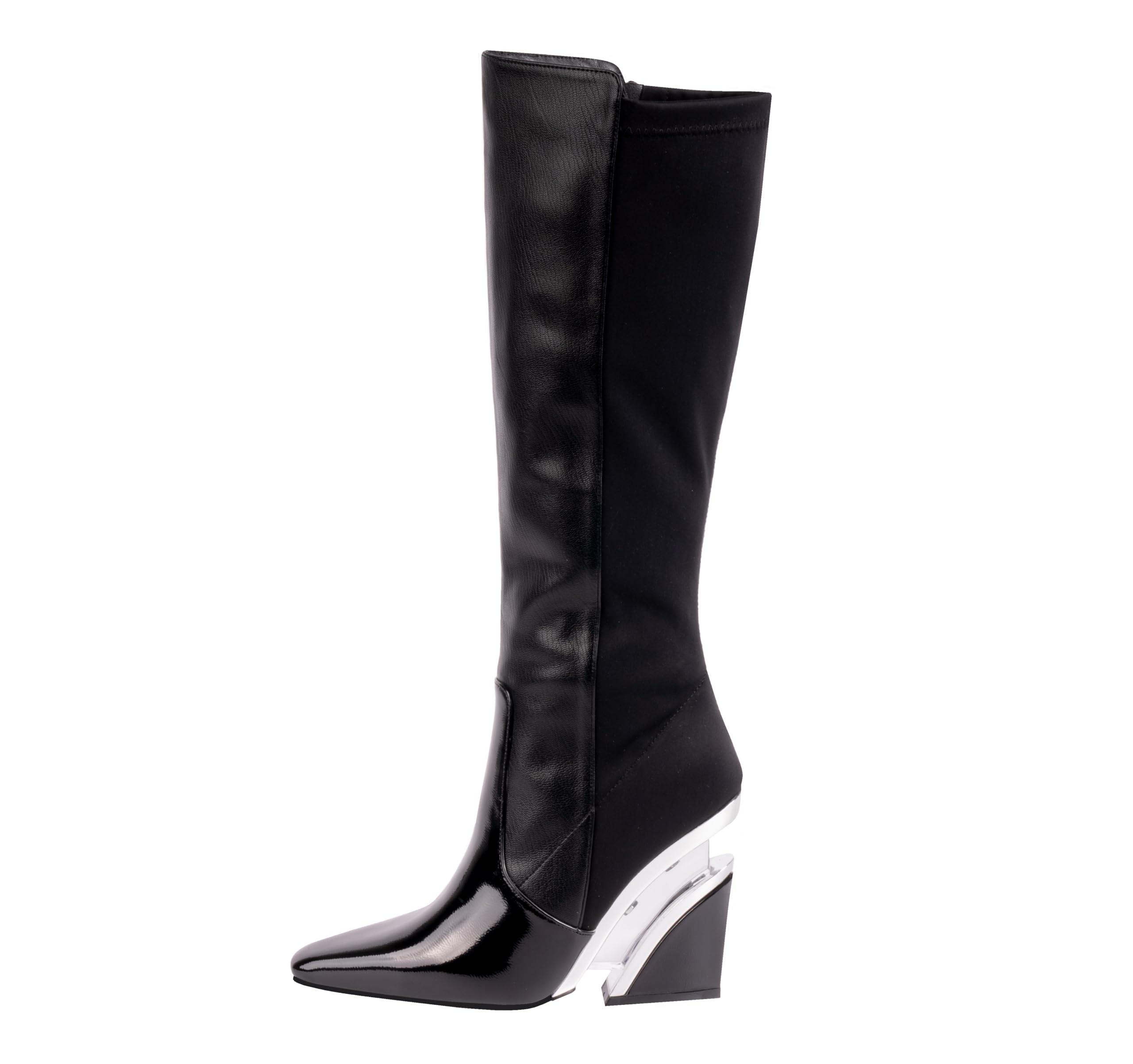 Ninety Union Villa Tall Lucite Square Toe Elastic And Nappa Boot, Black ...