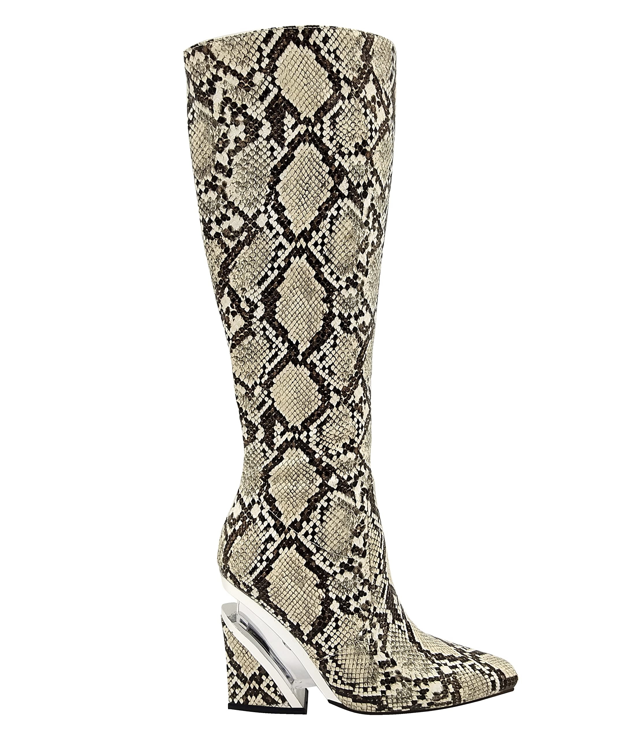 Ninety Union Viva Tall Metallic Snake Pointed Toe Boot, Natural Snake ...