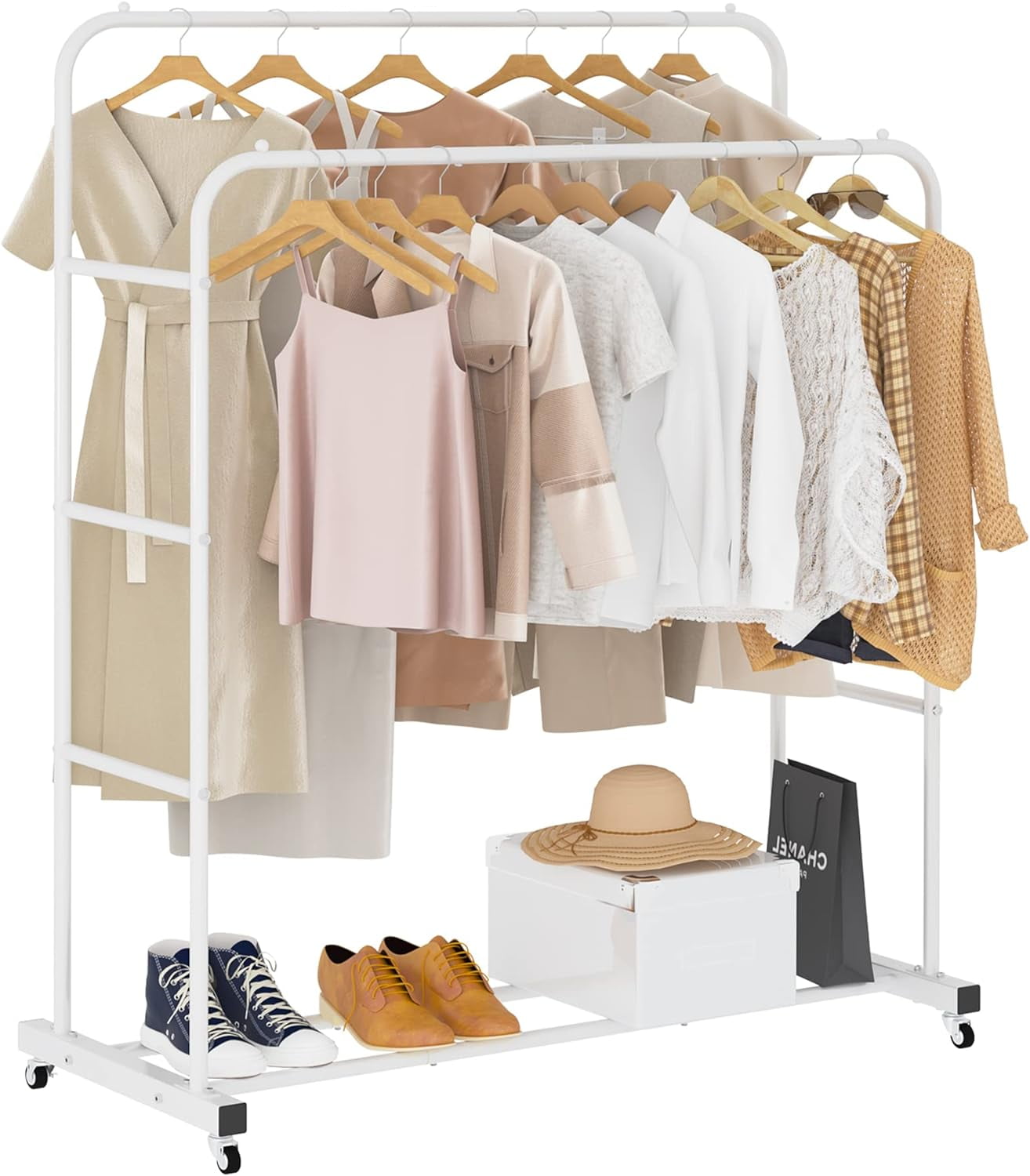 ‎NingFu Multi Functional Clothes Rack Clothing Storage, White - Walmart.com