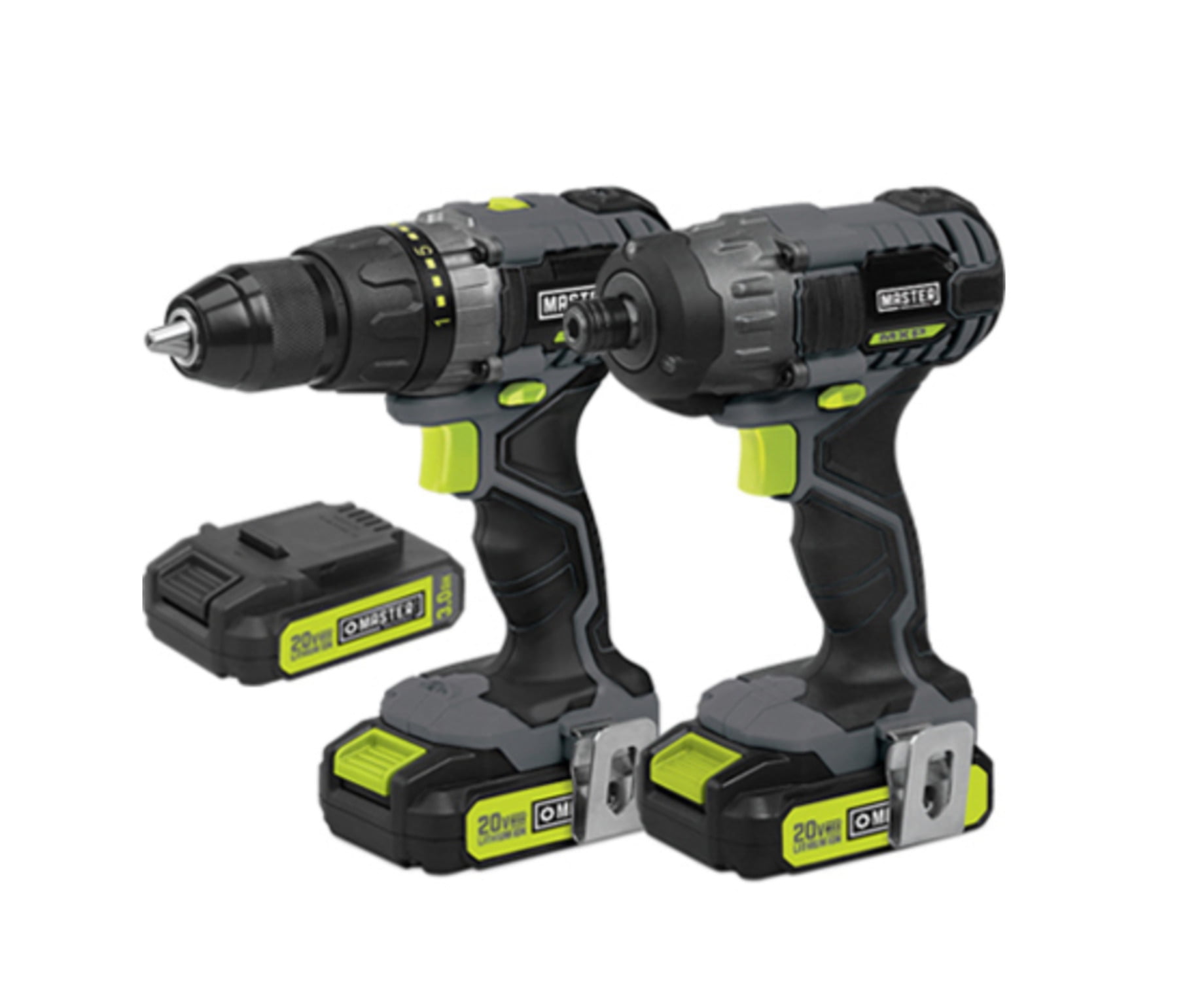 Master Mechanic 20V Cordless Compact Power Set, 1/2-Inch Drill + Impact ...
